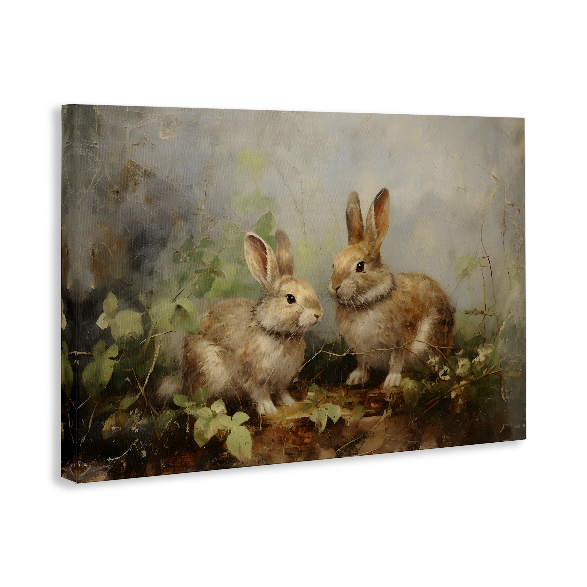 August Grove® Wild Rabbits in Nature Canvas Wall Art by Petal Prints ...
