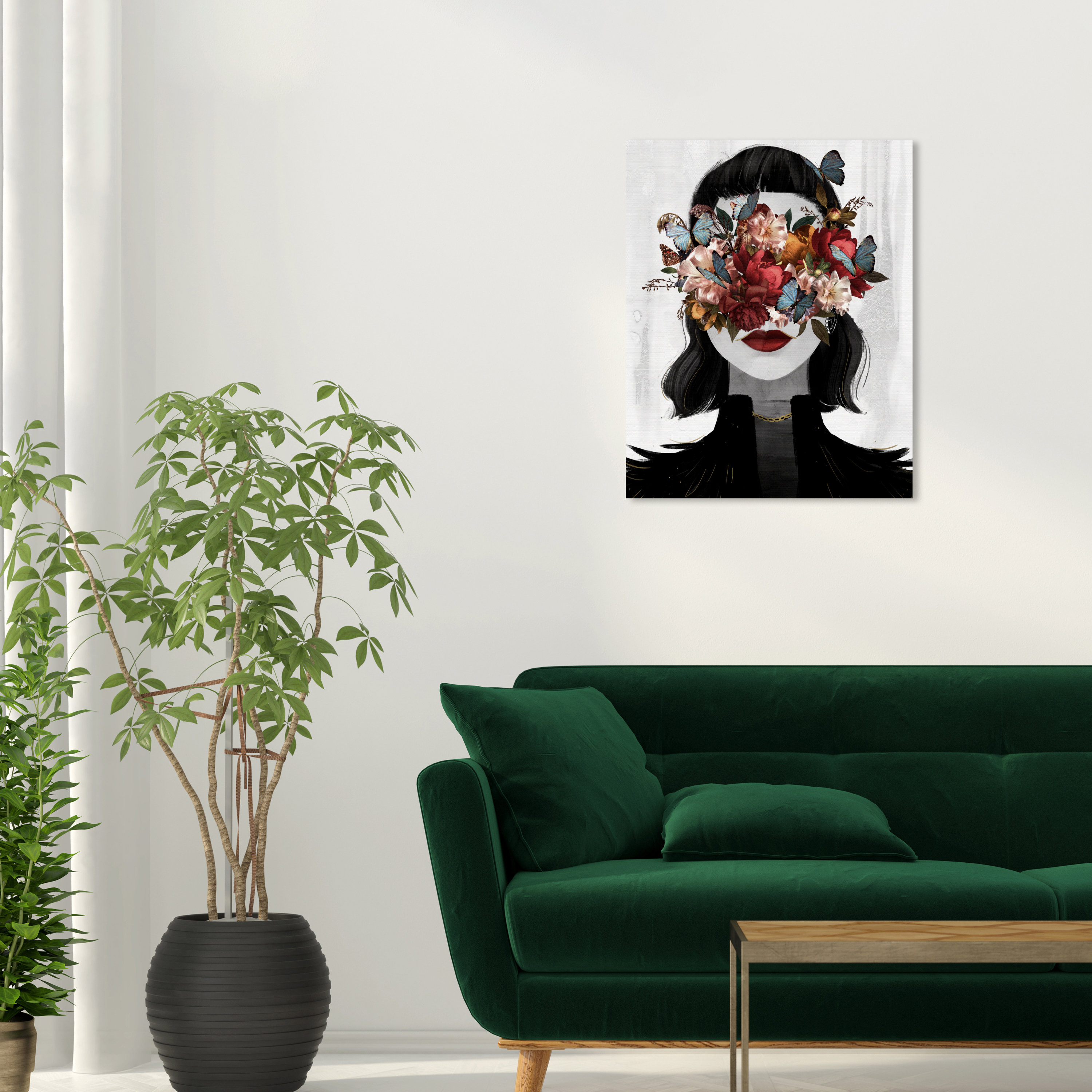 Mercer41 Floral and Botanical Dutch Love Modern Black Canvas Wall Art ...