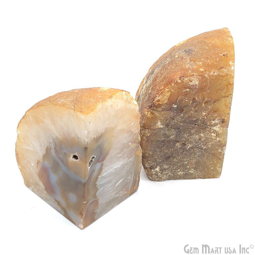 GEMMART USA Natural Geode Bookend, Unique Agate Bookend Pair, Mineral ...