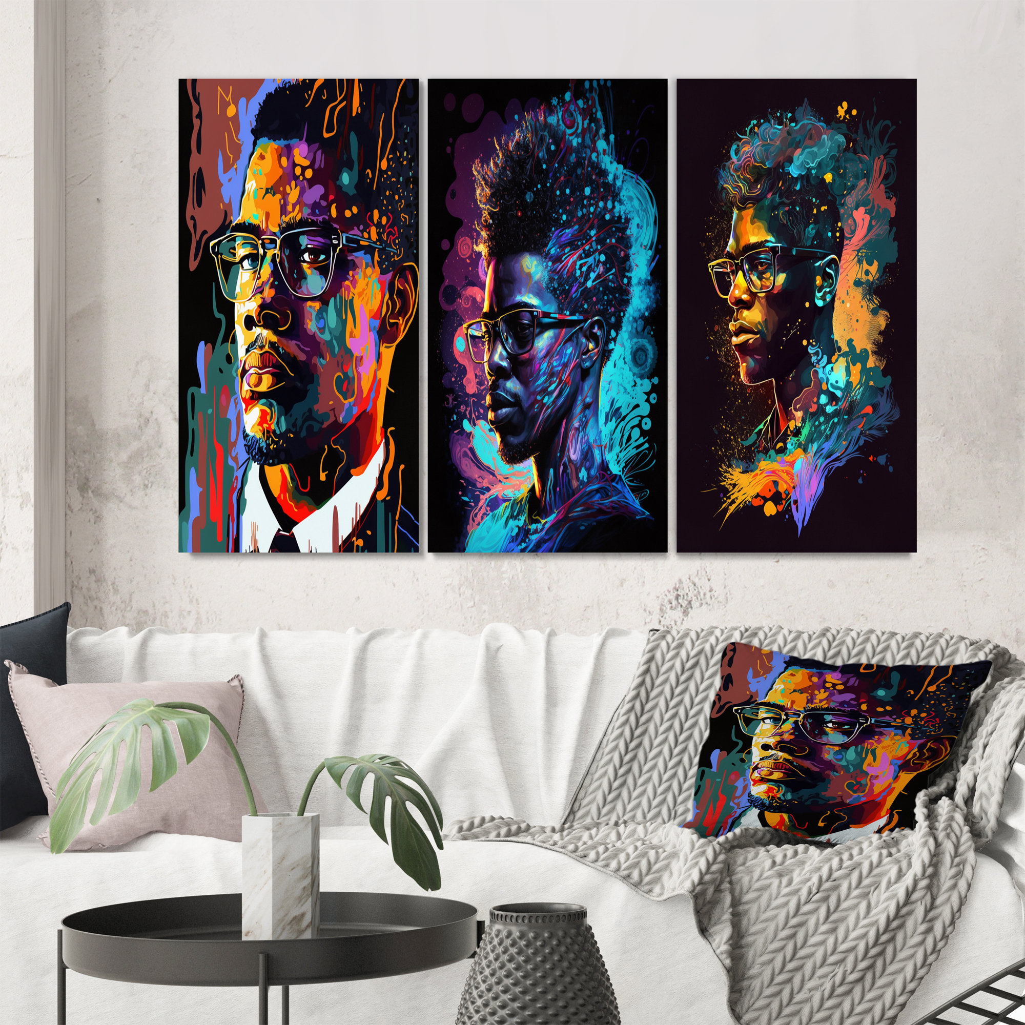 Winston Porter " Malcolm X Illustration " 3 - Pieces on Canvas | Wayfair