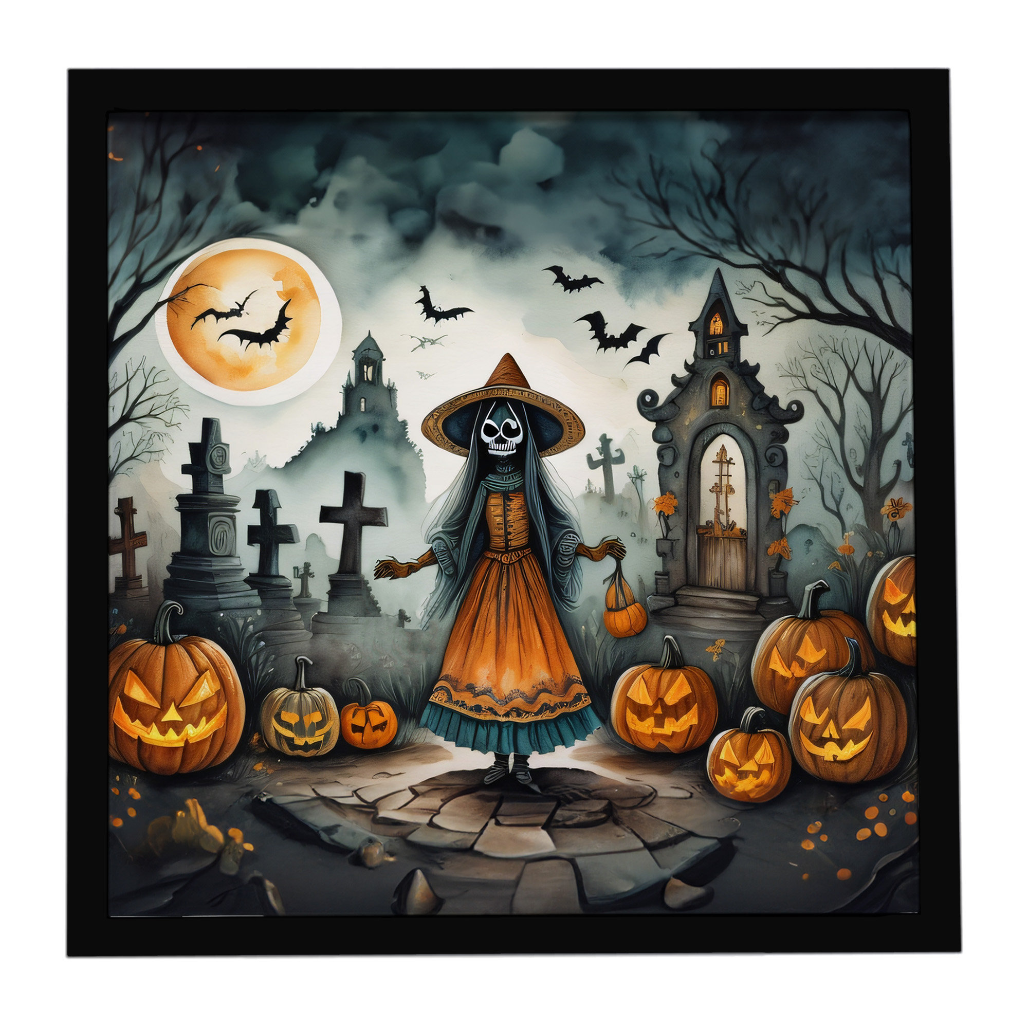 Caroline's Treasures La Llorona Skeleton Spooky Halloween Framed Metal ...