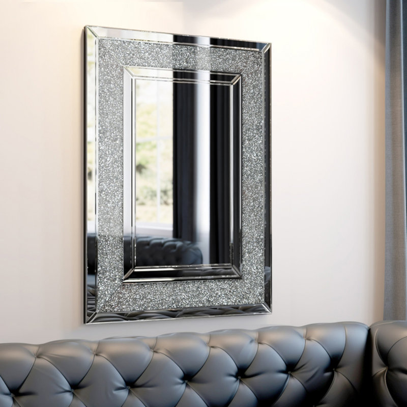 Mercer41 Large Wall-Mounted Silver Decorative Rectangular Wall Mirror ...