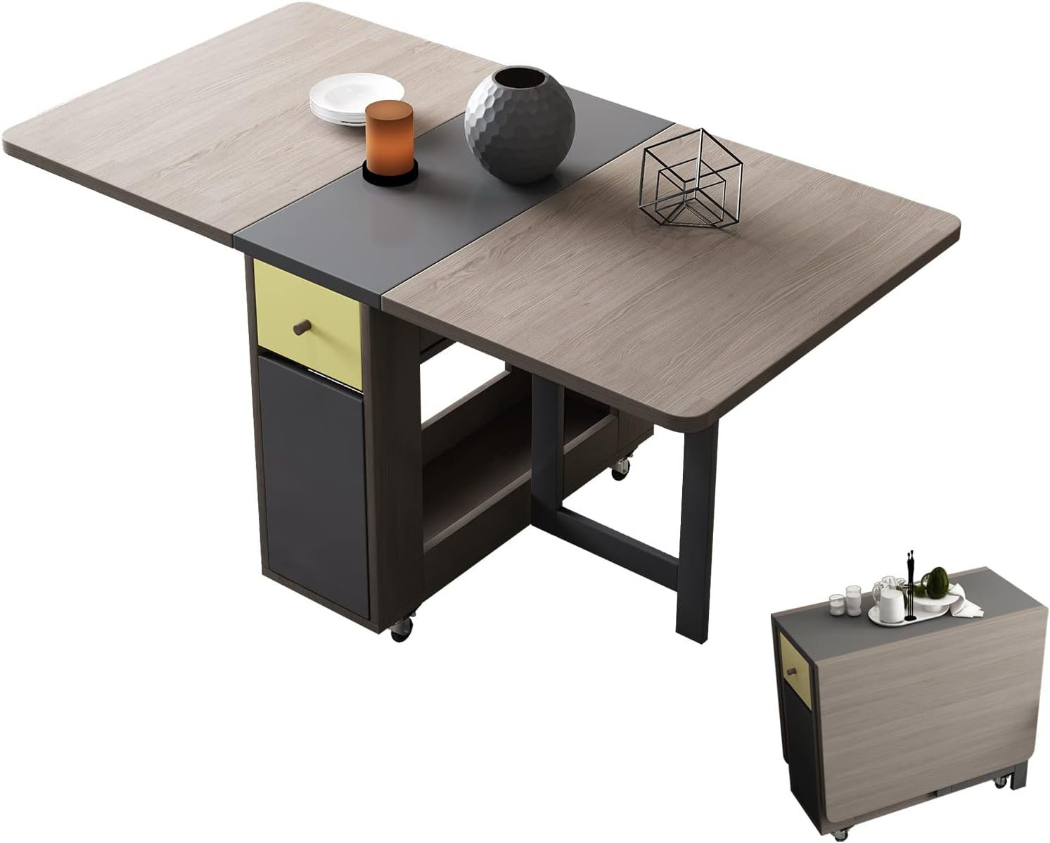 Everly Quinn 3 forms of removable extendable space-saving kitchen table ...