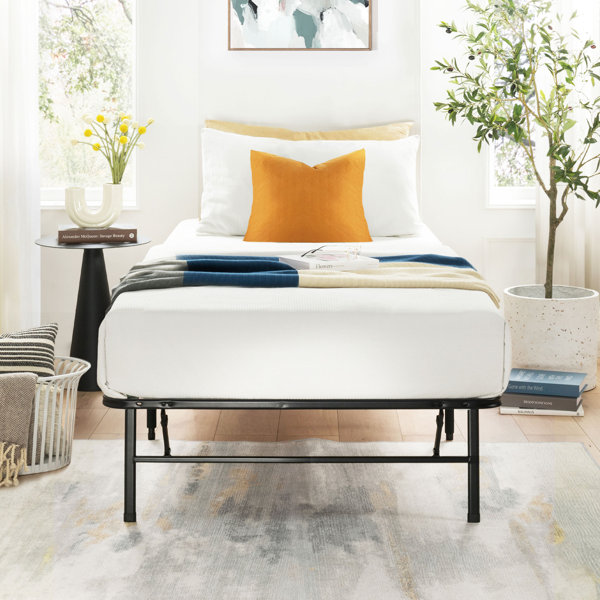 Ebern Designs Lianna Metal Smartbase Folding Platform Bed Frame ...