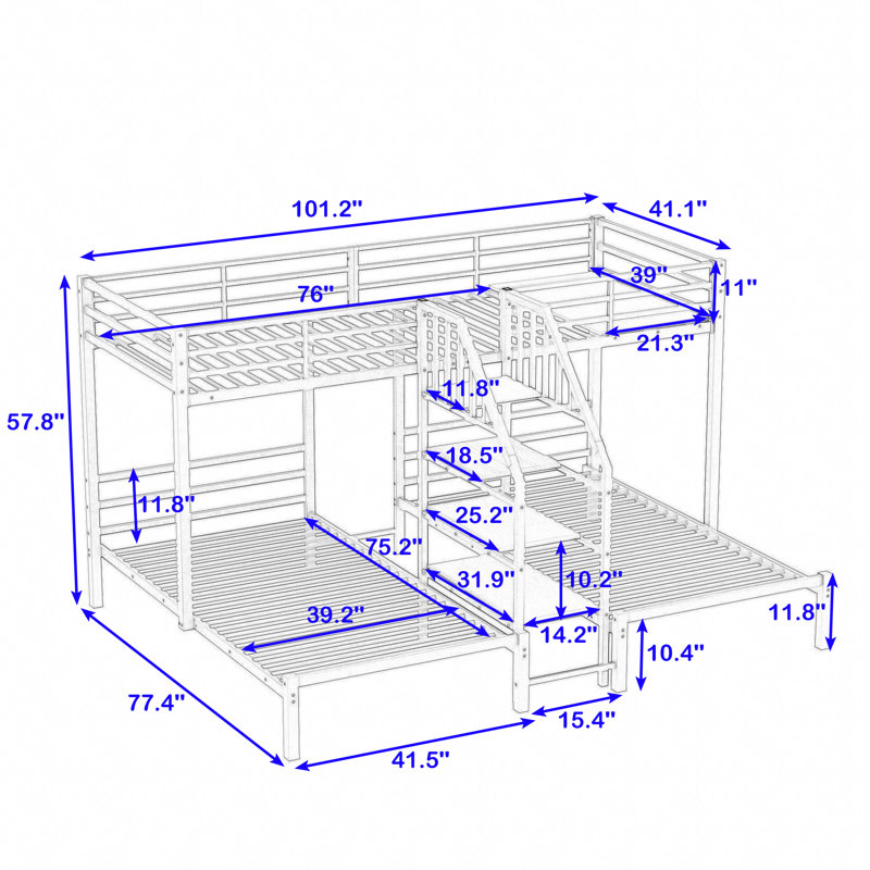 triple bunk bed dimensions