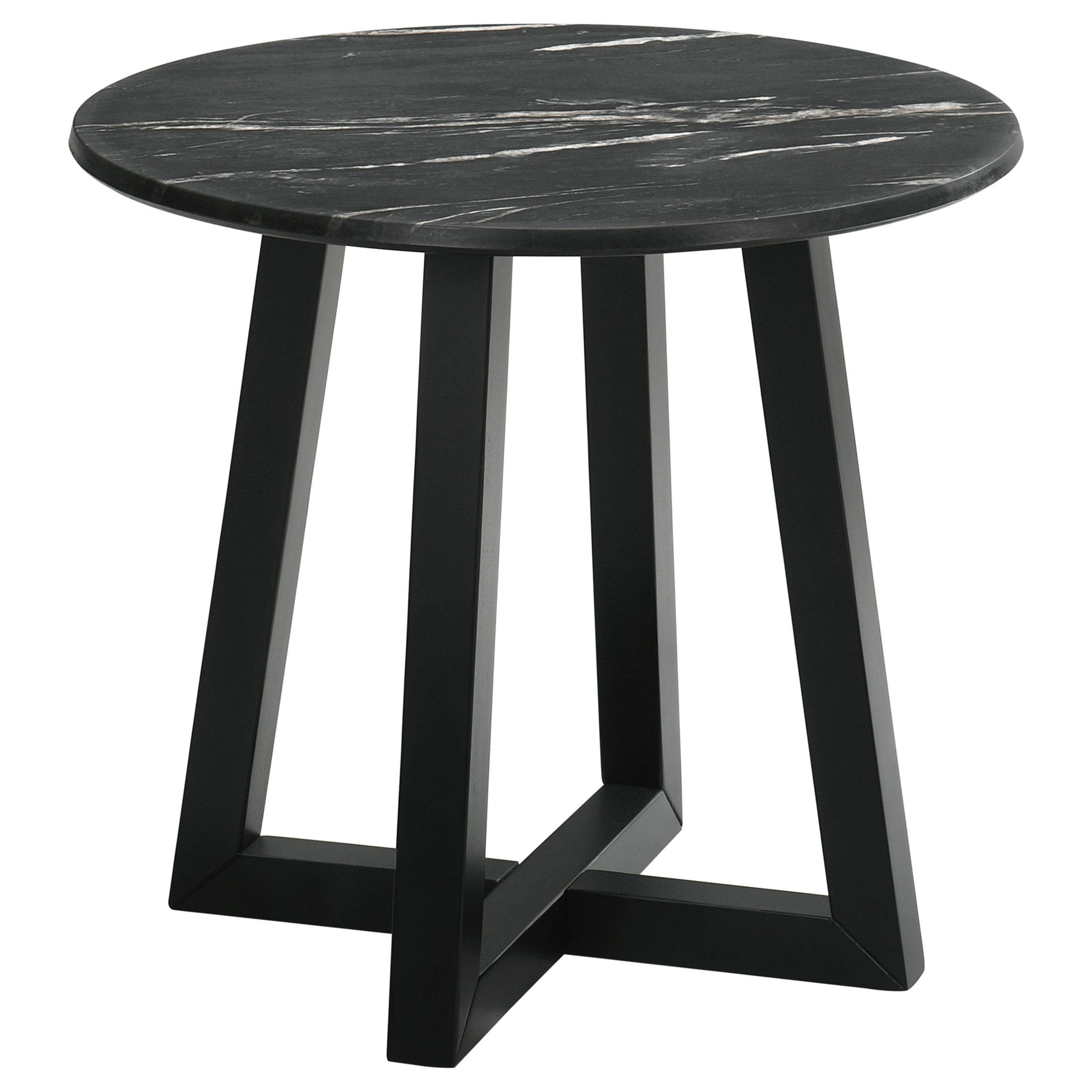 Wrought Studio™ Mystee Round Marble-Like Smarttop Side End Table Black ...