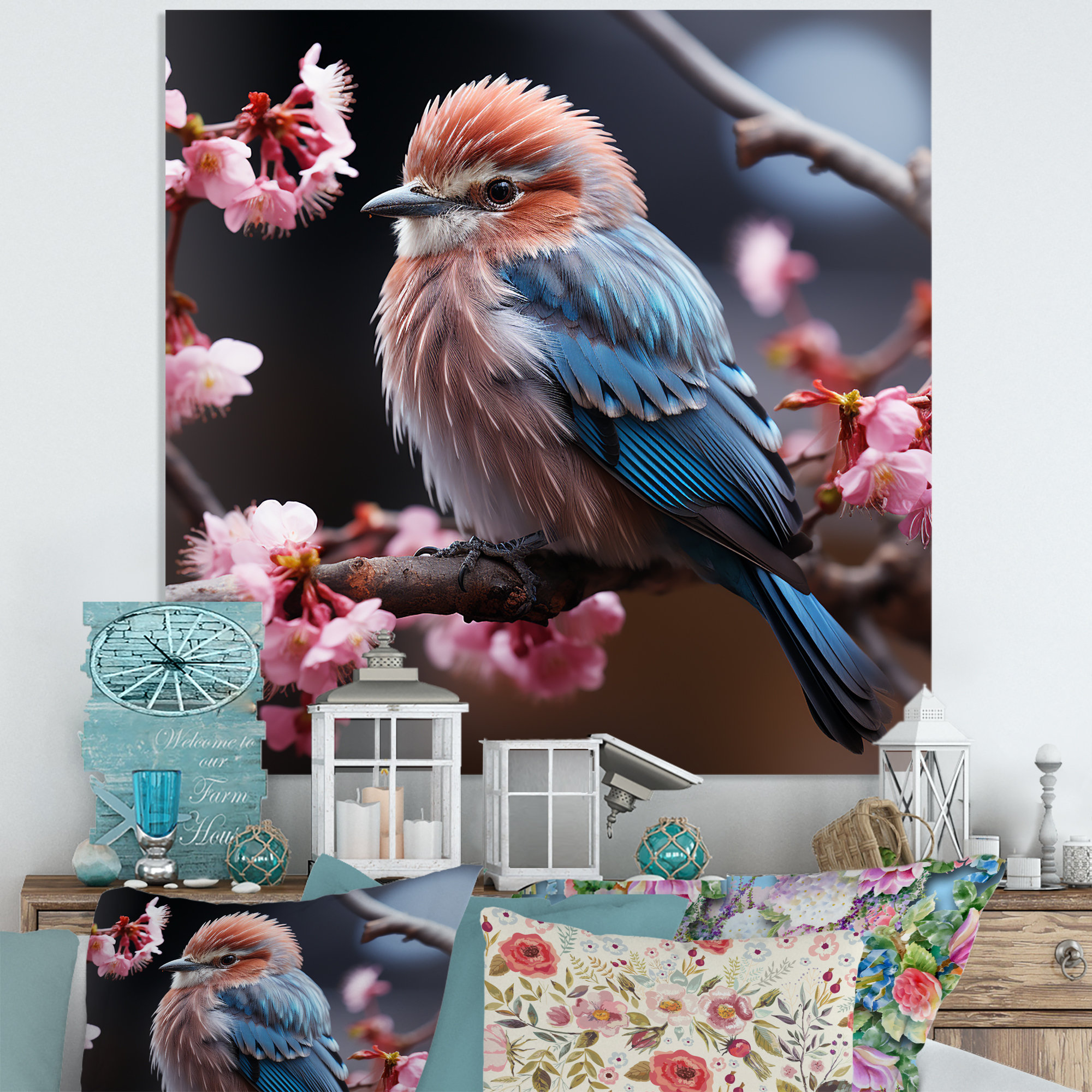 Lark Manor™ Pink Bird In Winter Charm I - Bird Metal Wall Art | Wayfair