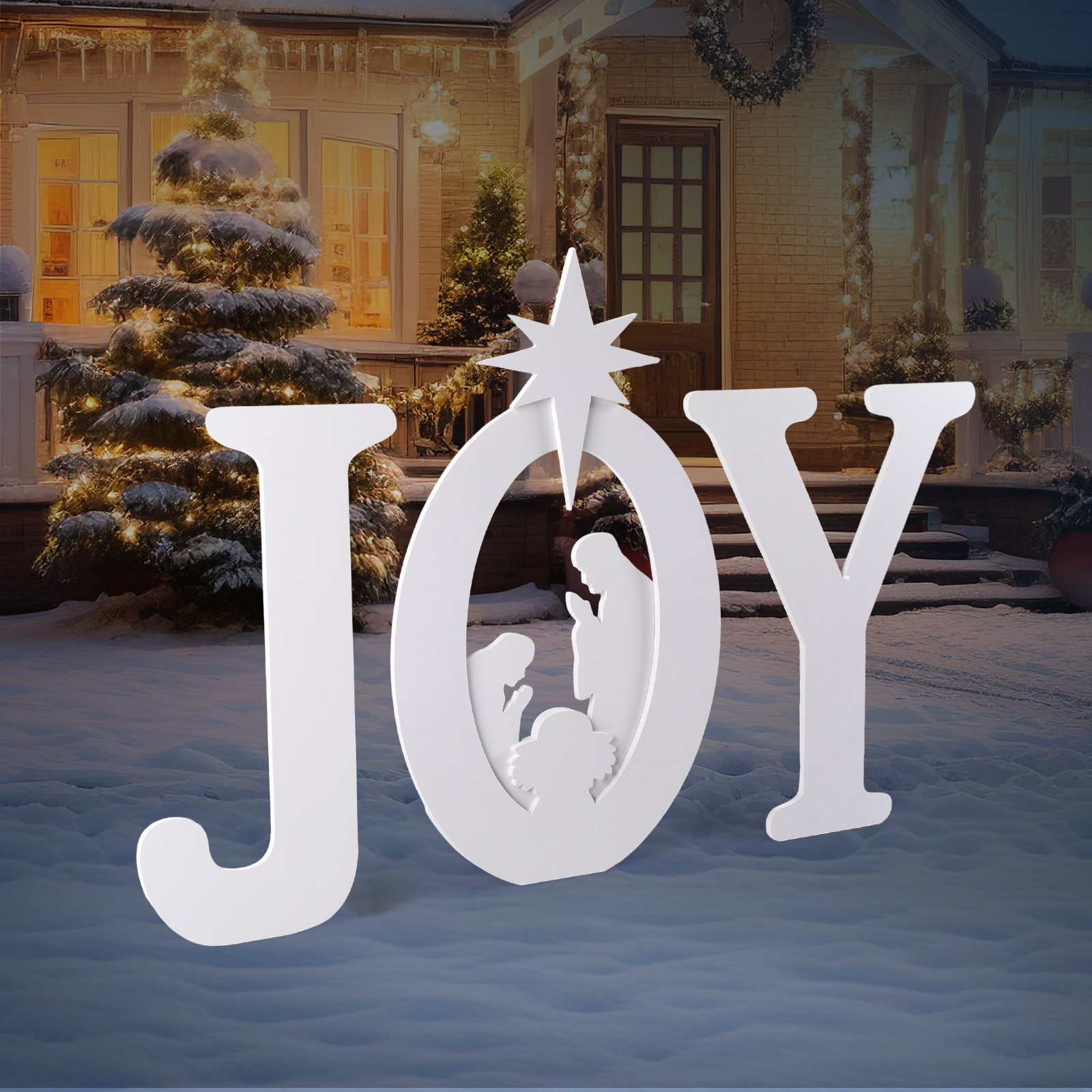 The Holiday Aisle® Outdoor Red Art Joy Nativity Set Christmas ...