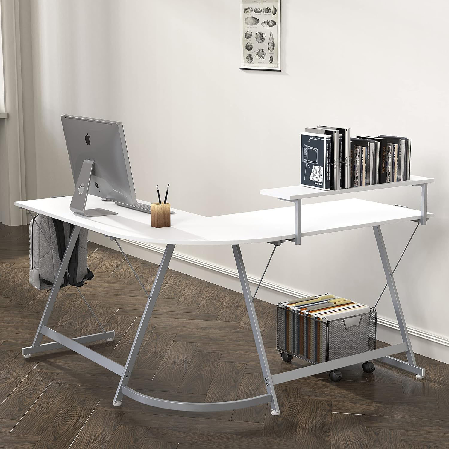 17 Stories 51 X 51 Inches Vista L-Shaped Desk With Monitor Stand And ...