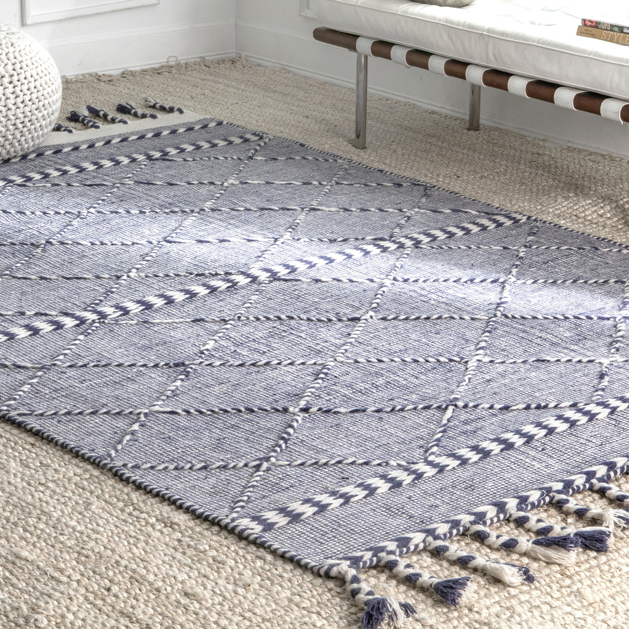 Dakota Fields Loken Hand-Knotted Cotton Blue Area Rug | Wayfair