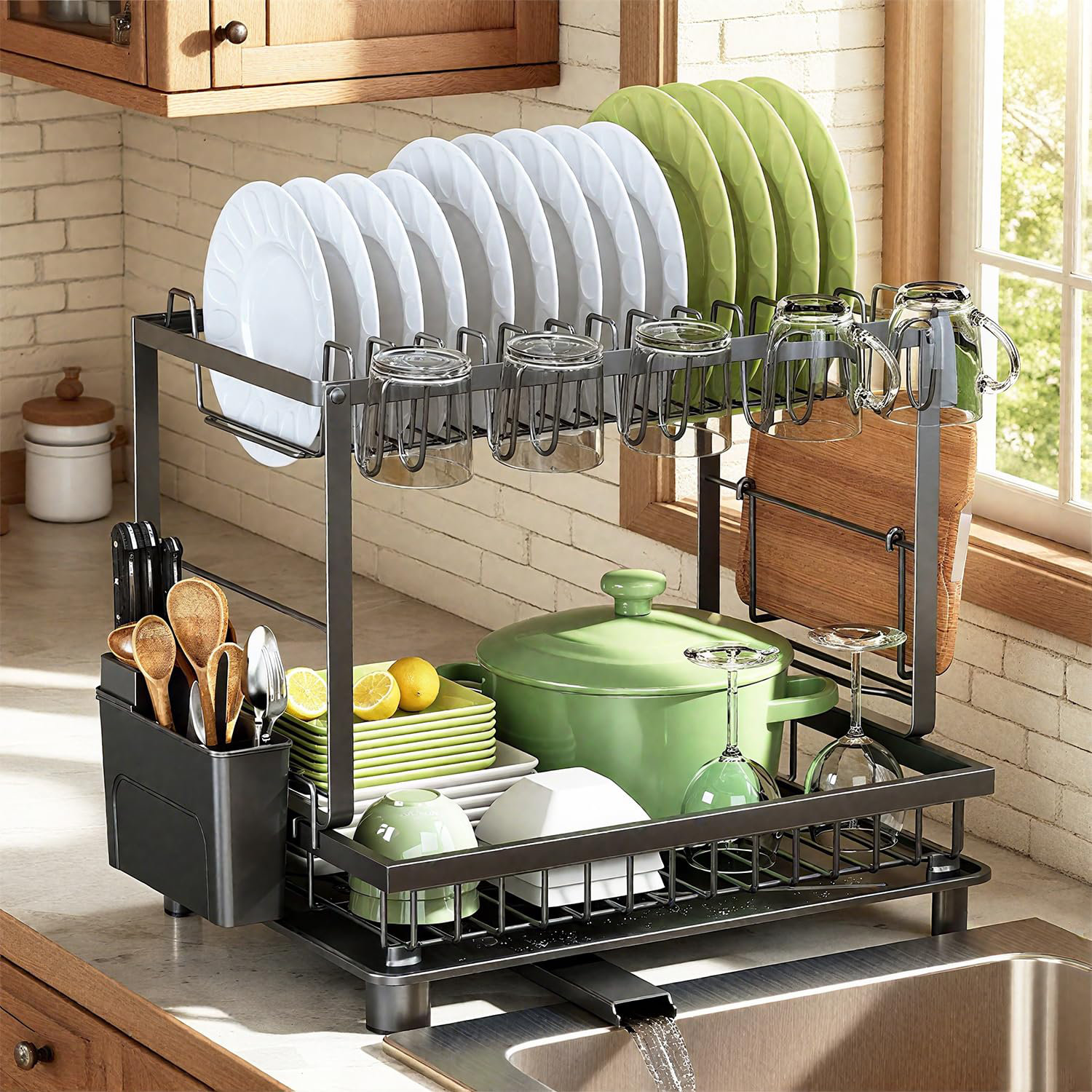 wosuo This Multi-Functional Double-Layer Rust-Proof Drain Rack Includes ...