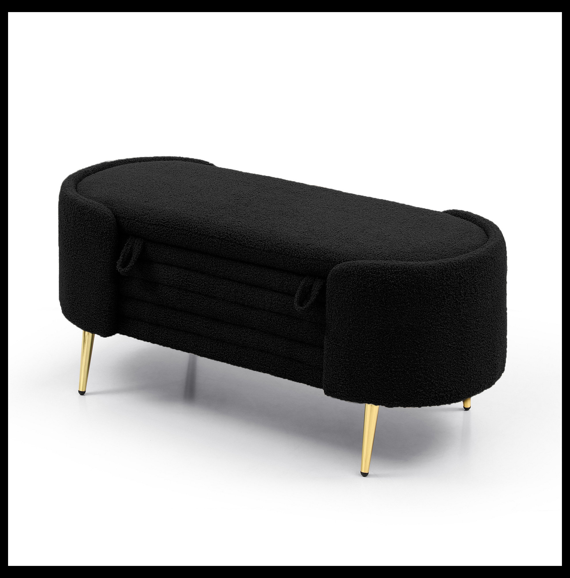 Mercer41 Modern End of Bed Bench with Storage Upholstered Sherpa Fabric ...