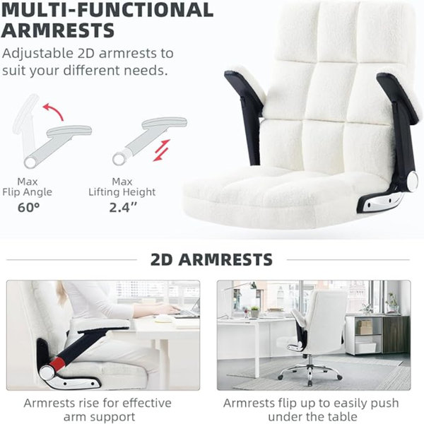 Inbox Zero SAETZONE Office Chair With Adjustable Tilt Angle And Arms ...