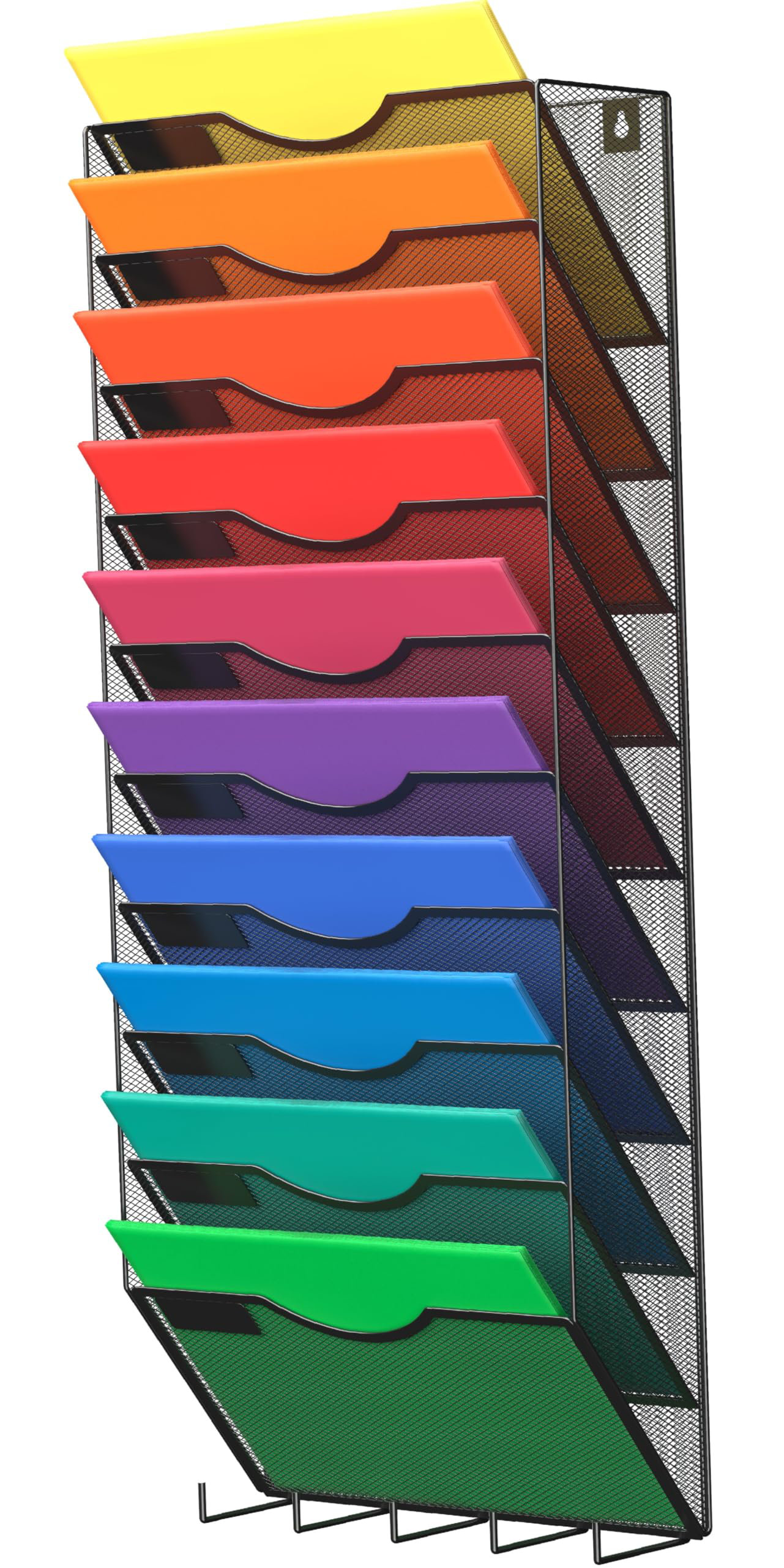 XMVJHOME Wall-Mounted Mesh File Organizer Rack - 10 Hanging Holders For ...