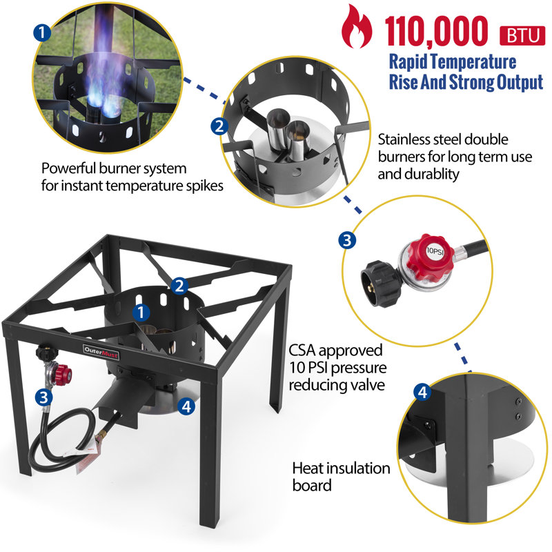 Outermust 80 Qt. Crawfish Boiler Crab Boil Pot And Burner 110,000 Btu ...