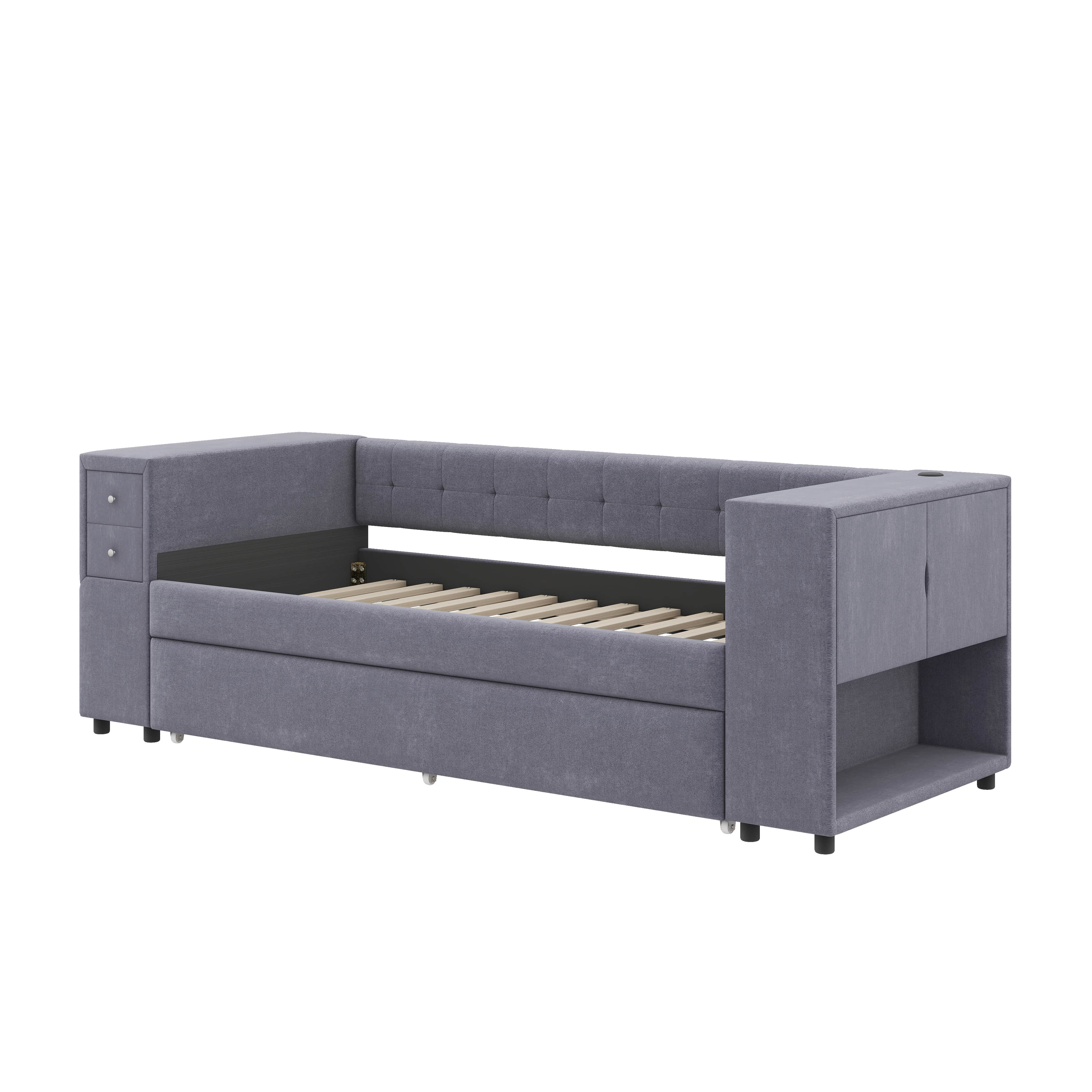 Latitude Run® Twin Plush Bed With Practical Trundle | Wayfair