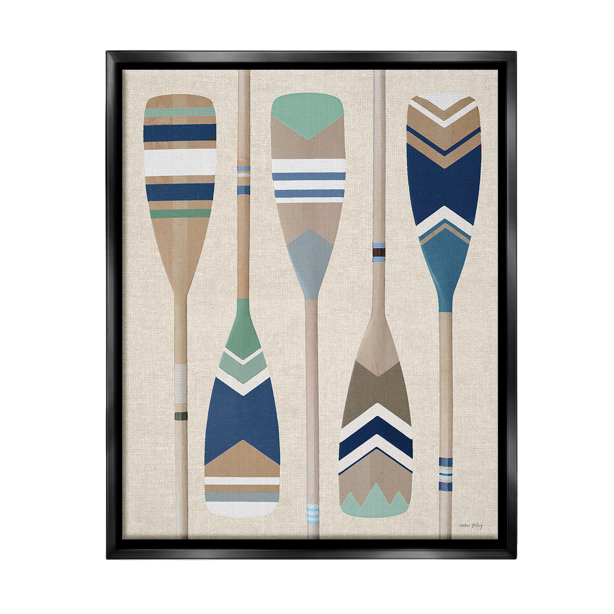 Breakwater Bay " Striped Boating Oars Floater Frame " by Amber Sterling ...
