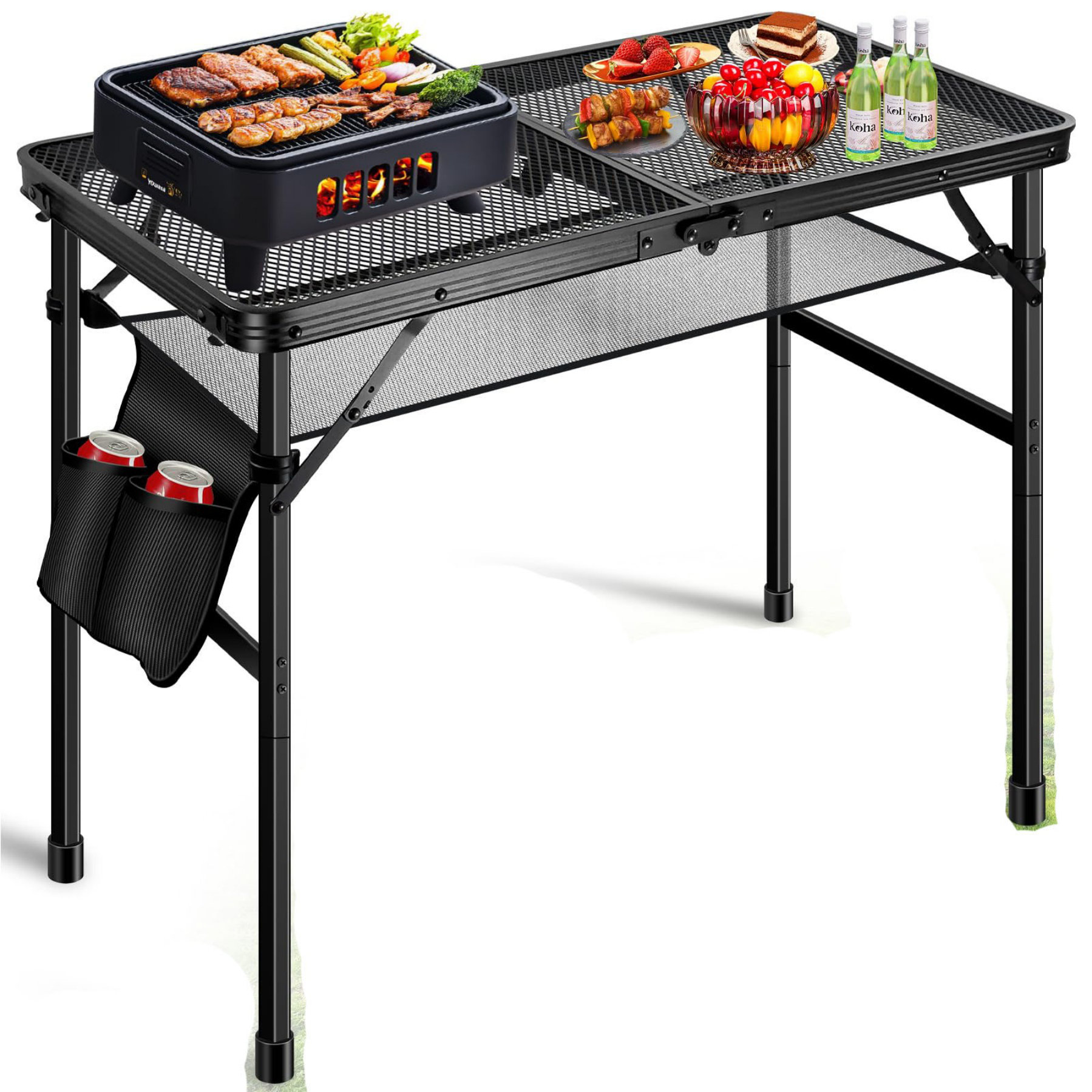 Inbox Zero Upgraded Foldable Grill Table With Detachable Mesh Bag ...