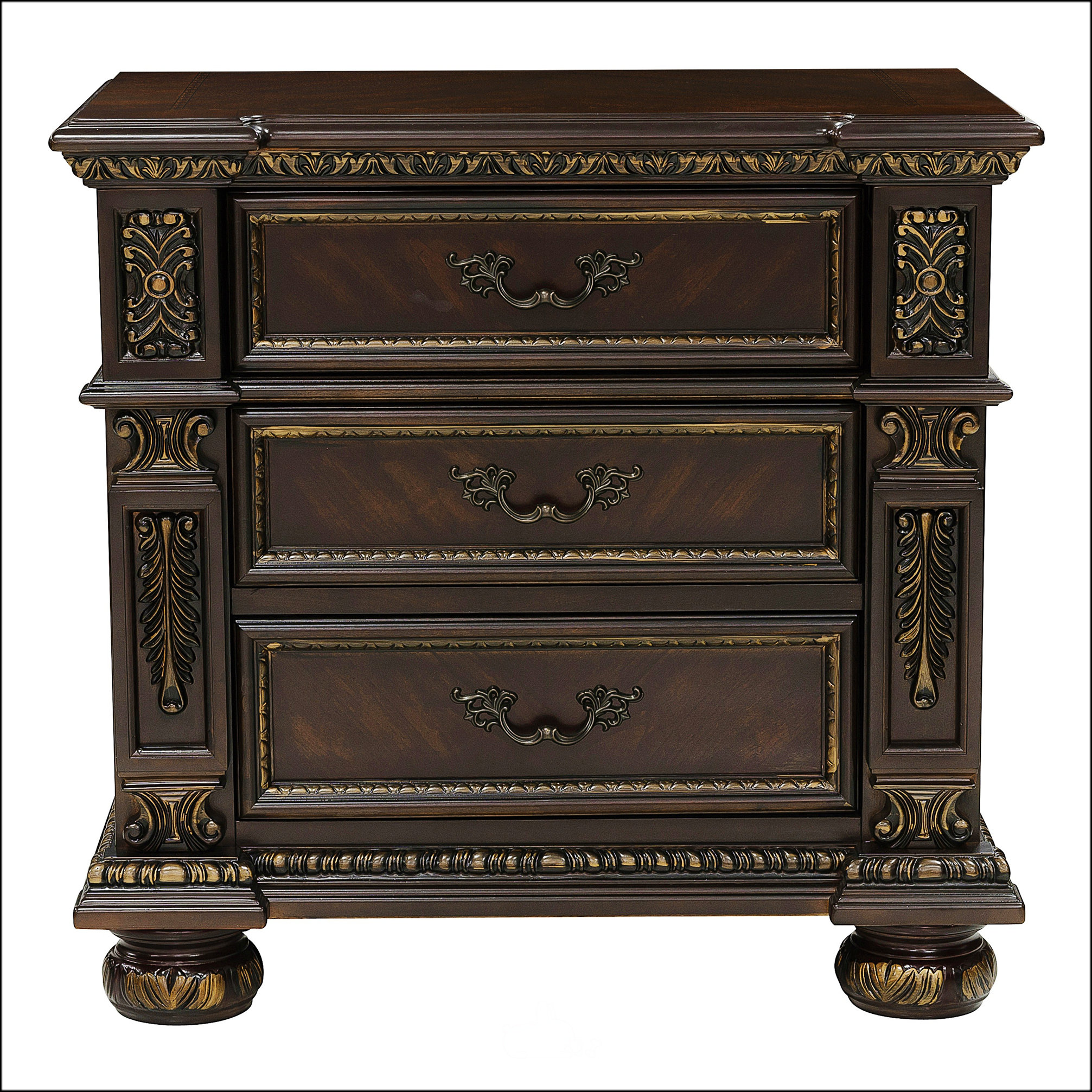 Bloomsbury Market Traditional Design Dark Cherry Finish With Gold ...