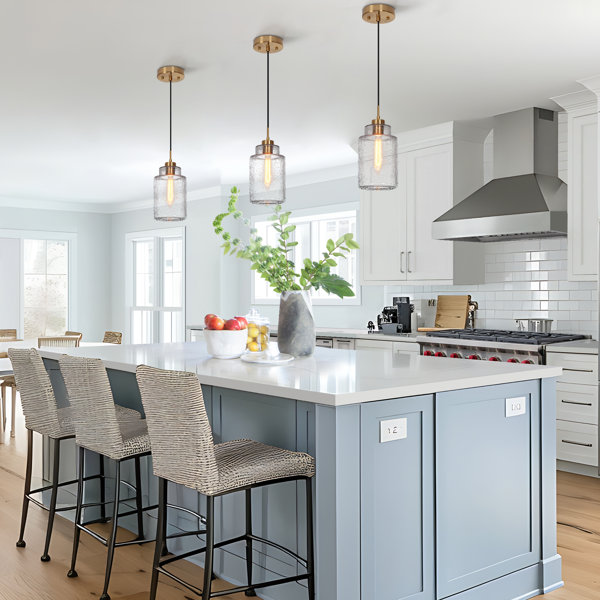Mercer41 1-Light Modern Farmhouse Kitchen Island Pendant with Seeded ...