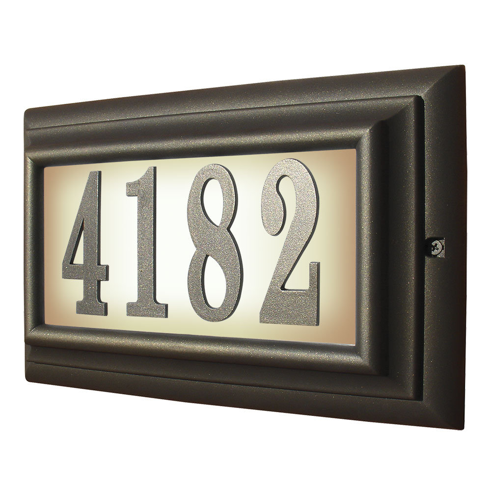 Qualarc Edgewood Lighted Cast Aluminum 1-Line Wall Address Plaque ...