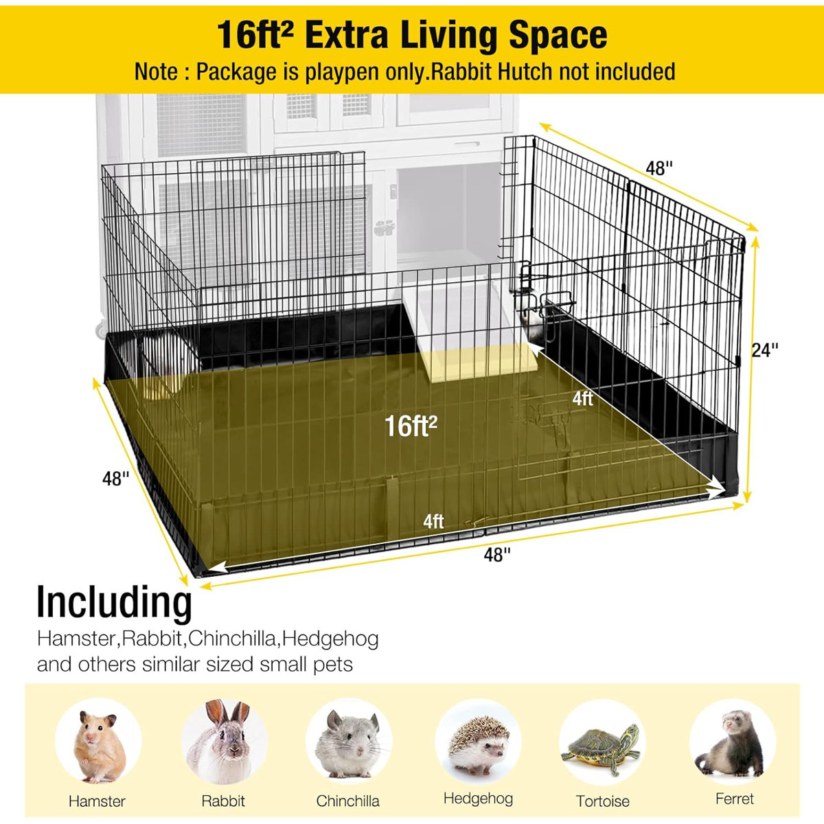 Tucker Murphy Pet™ Rabbit Playpen Pet Pen Small Animal Cage With ...