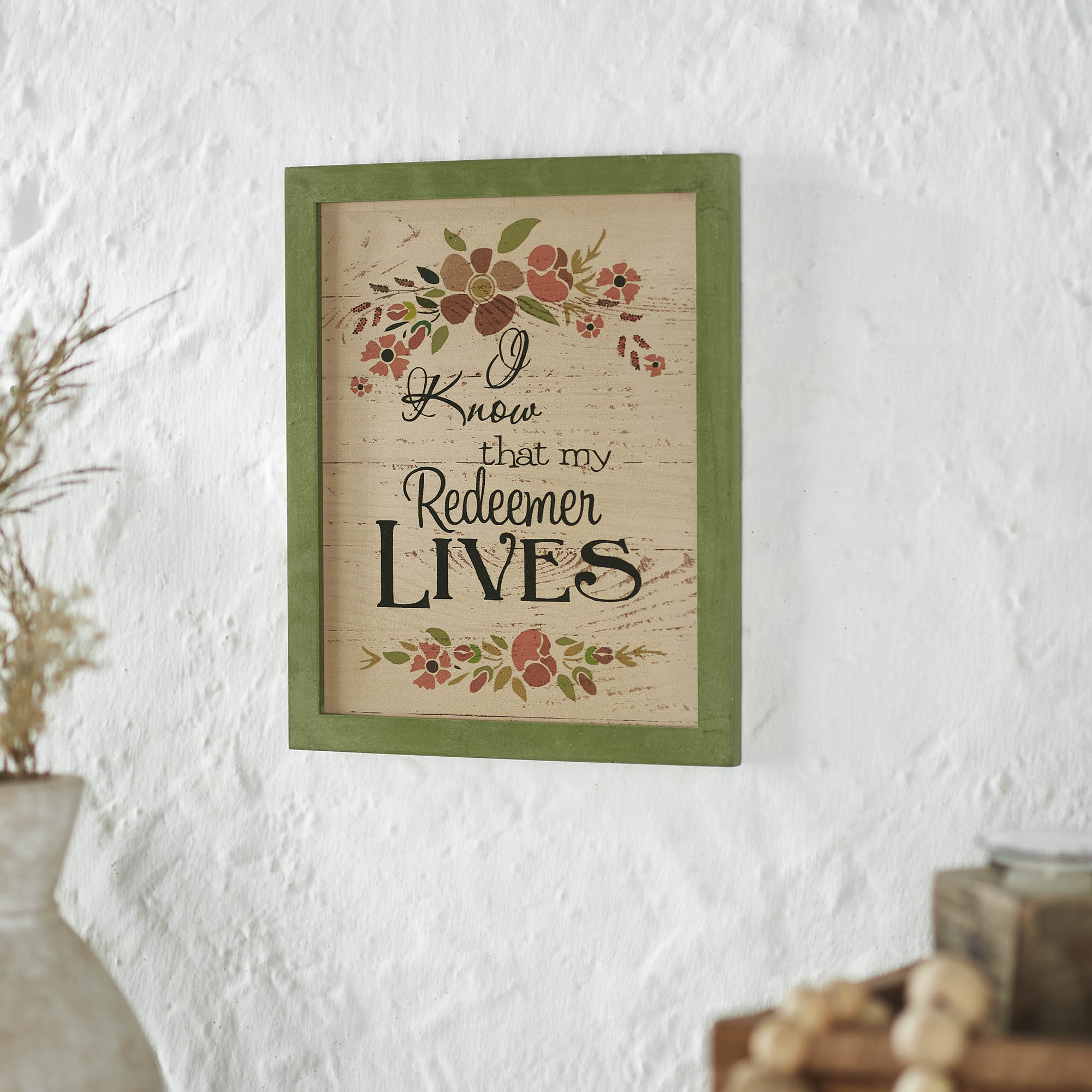 VHC Brands Celebrate Grace My Redeemer Lives MDF Wall Sign 12x10x0.5 ...