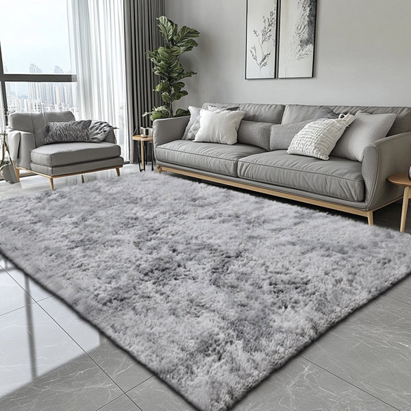 GERBIT Tie Dye Light Gray Carpet, Super Fluffy, Soft and Thick Living ...