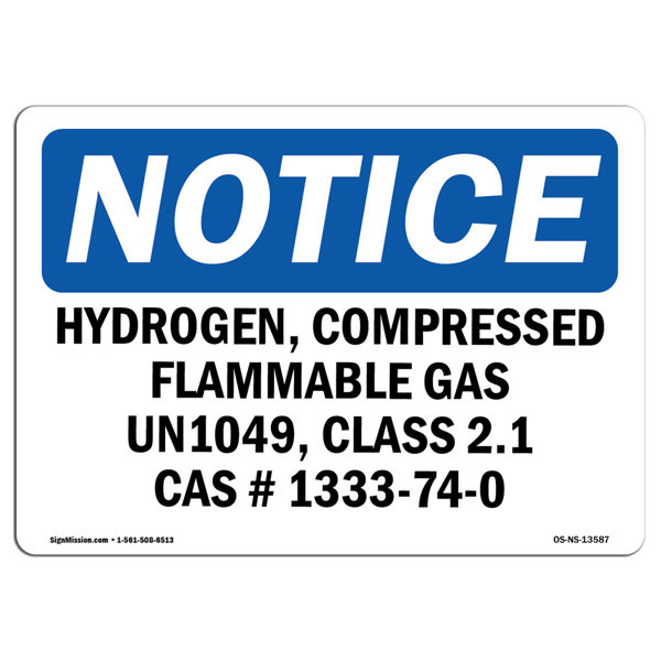SignMission Hydrogen Compressed Flammable Gas Un1049 Sign | Wayfair
