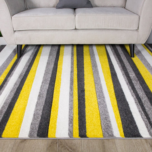 17 Stories Hauge Striped Hand Woven Flatweave Yellow Area Rug | Wayfair ...