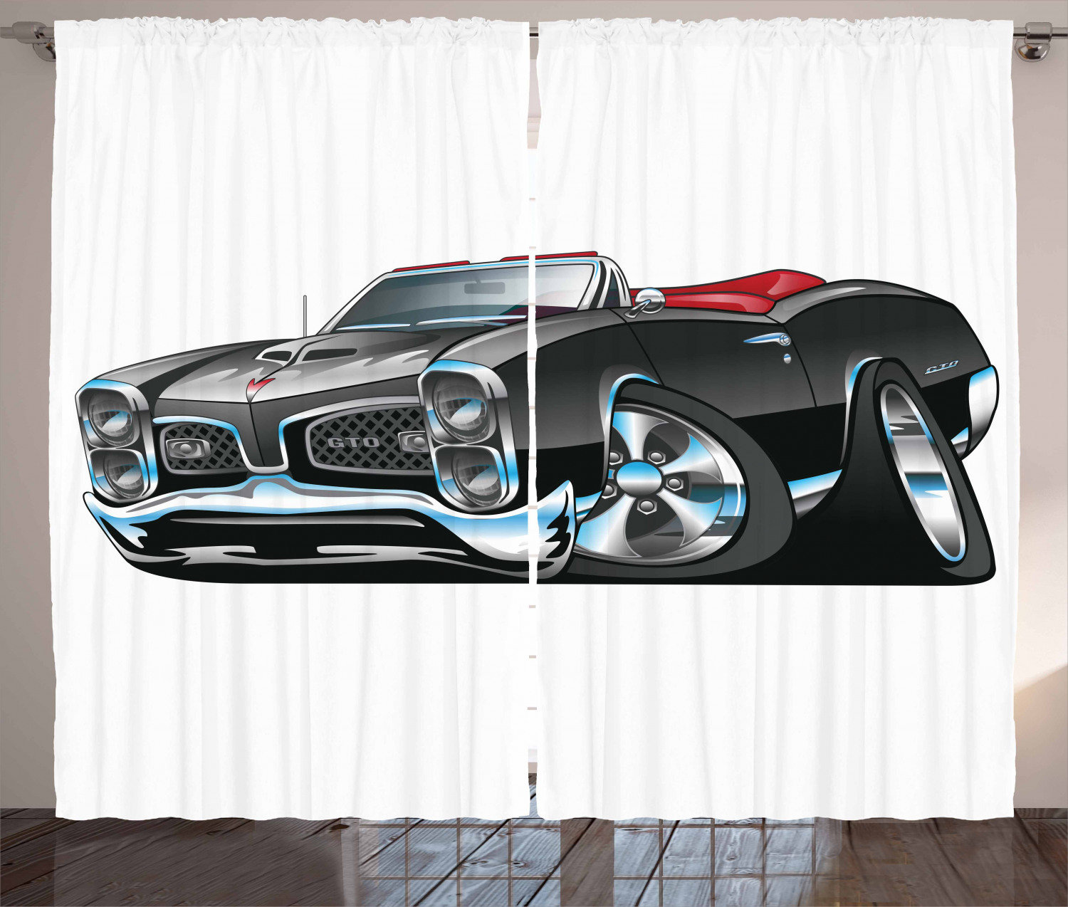 Ambesonne Cartoon Fancy American Nostalgic Sports Muscle Car with ...