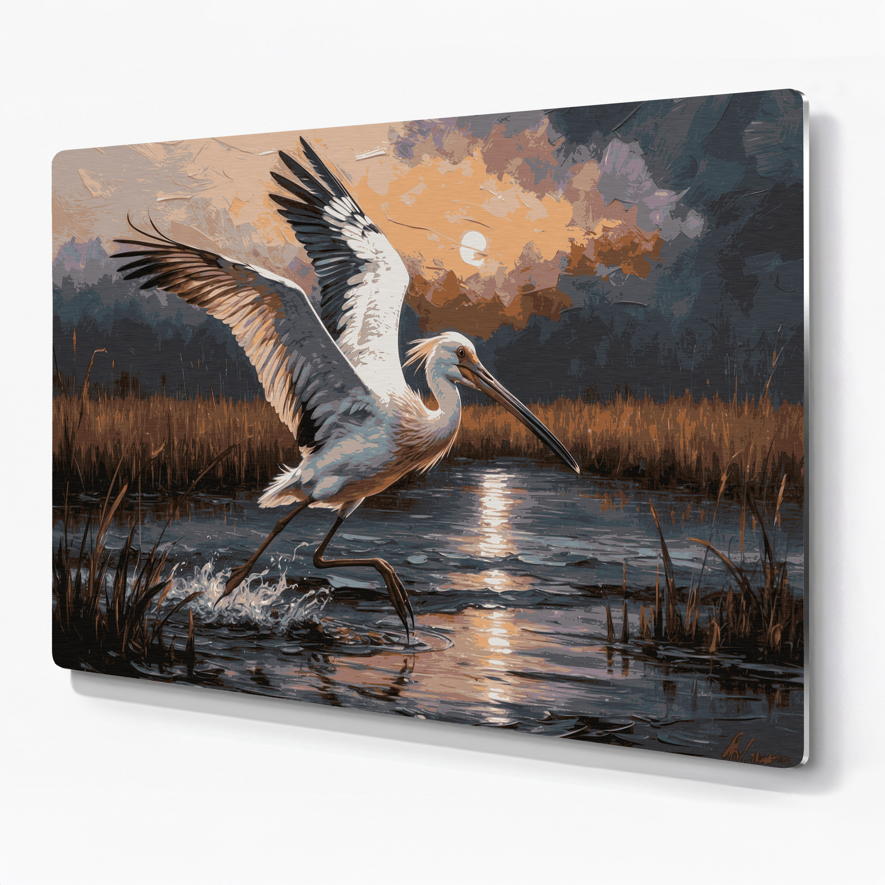 Hokku Designs Wildlife African Spoonbill Gray Metal Wall Art | Wayfair