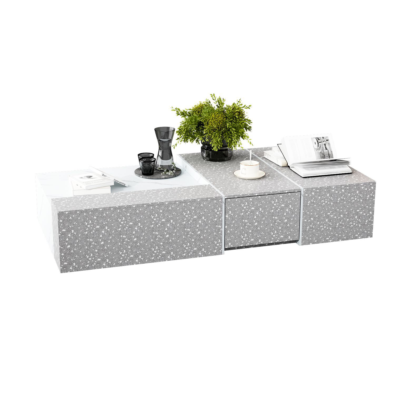 Wrought Studio 63''W End Table, Split-Level, 4 Drawers,Modern Fashion ...