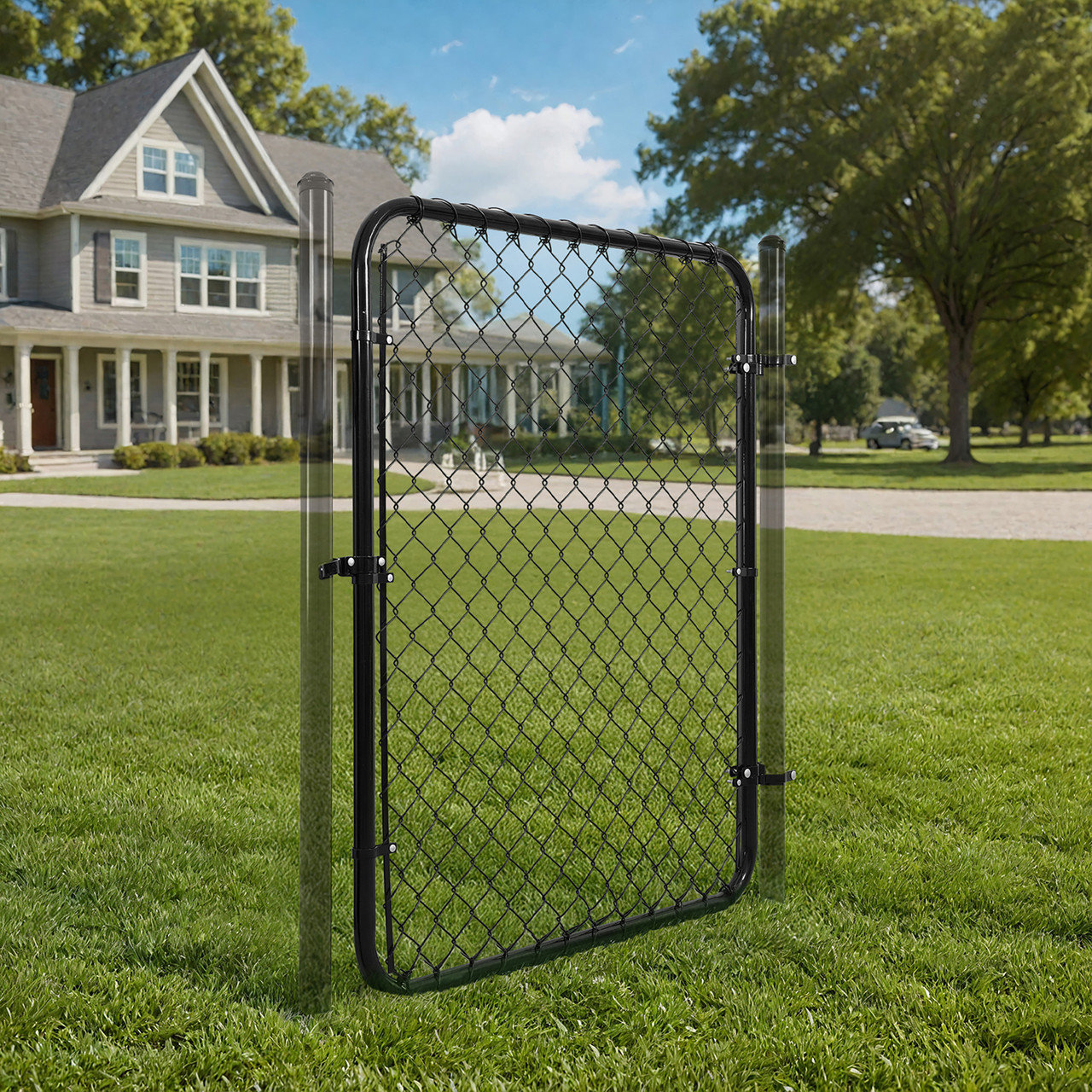Fencer Wire Chain Link Fence Gate with Round Frame, Hinge & Lock for ...
