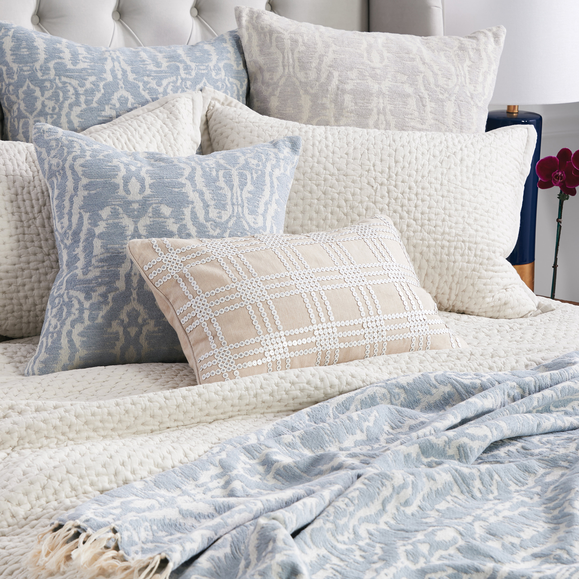 Elisabeth York Devi Noelle Fog Fringe Throw Blanket | Wayfair