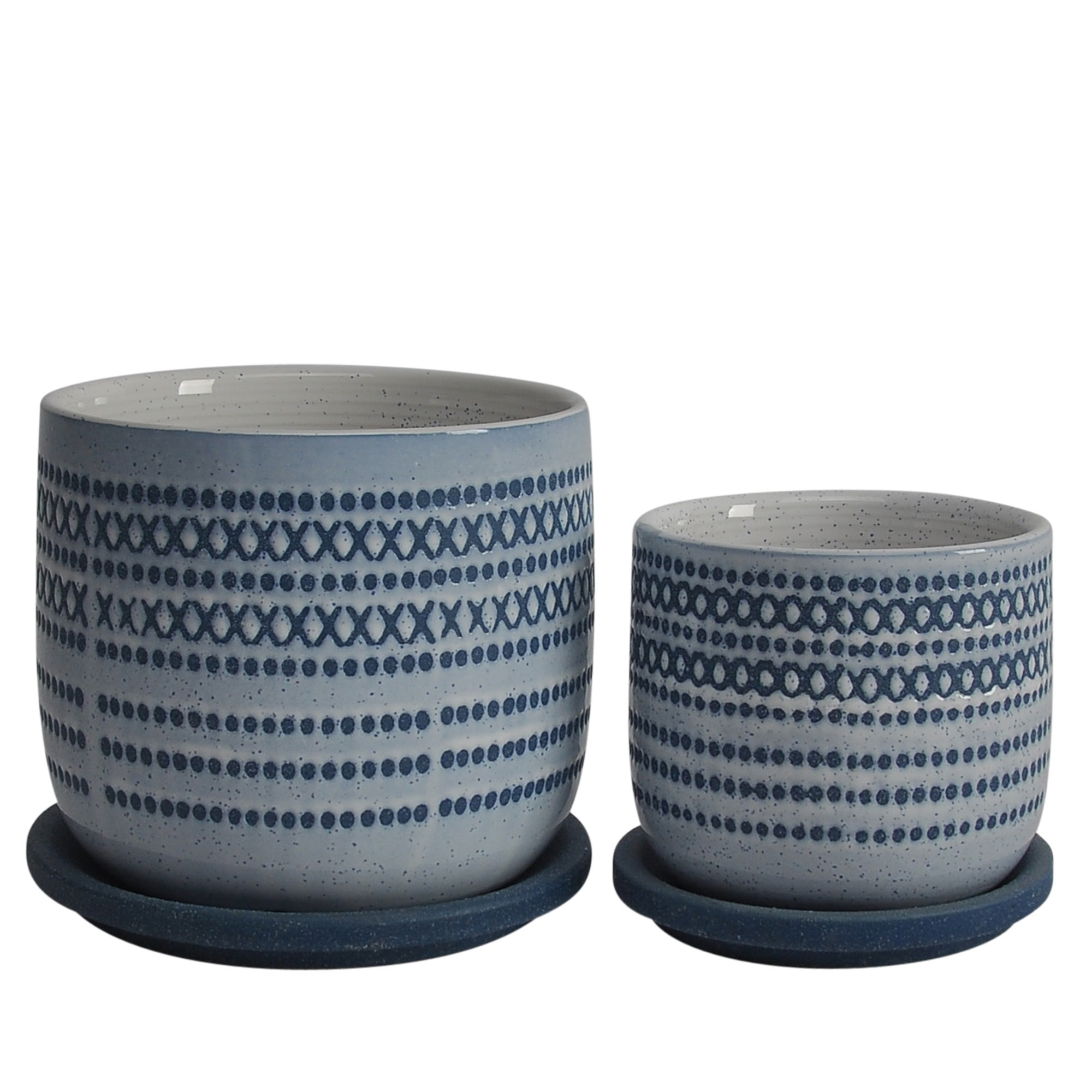 Wade Logan Contemporary Dotted Ceramic Planter with Saucer & Reviews ...