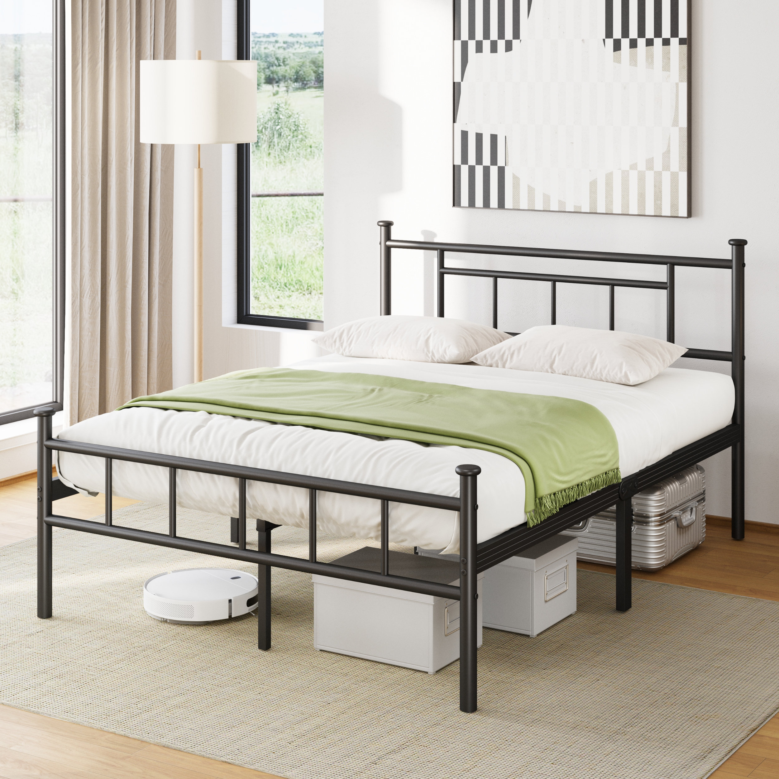 Ebern Designs Carrold 42" High Platform Bed Frame with Modern ...
