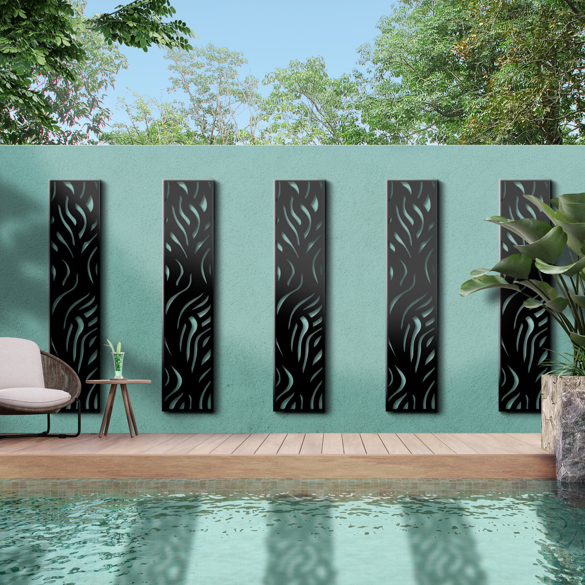 OUTDECO 16"x72" Waves Galvanized Steel Wall and Fence Extension Privacy ...