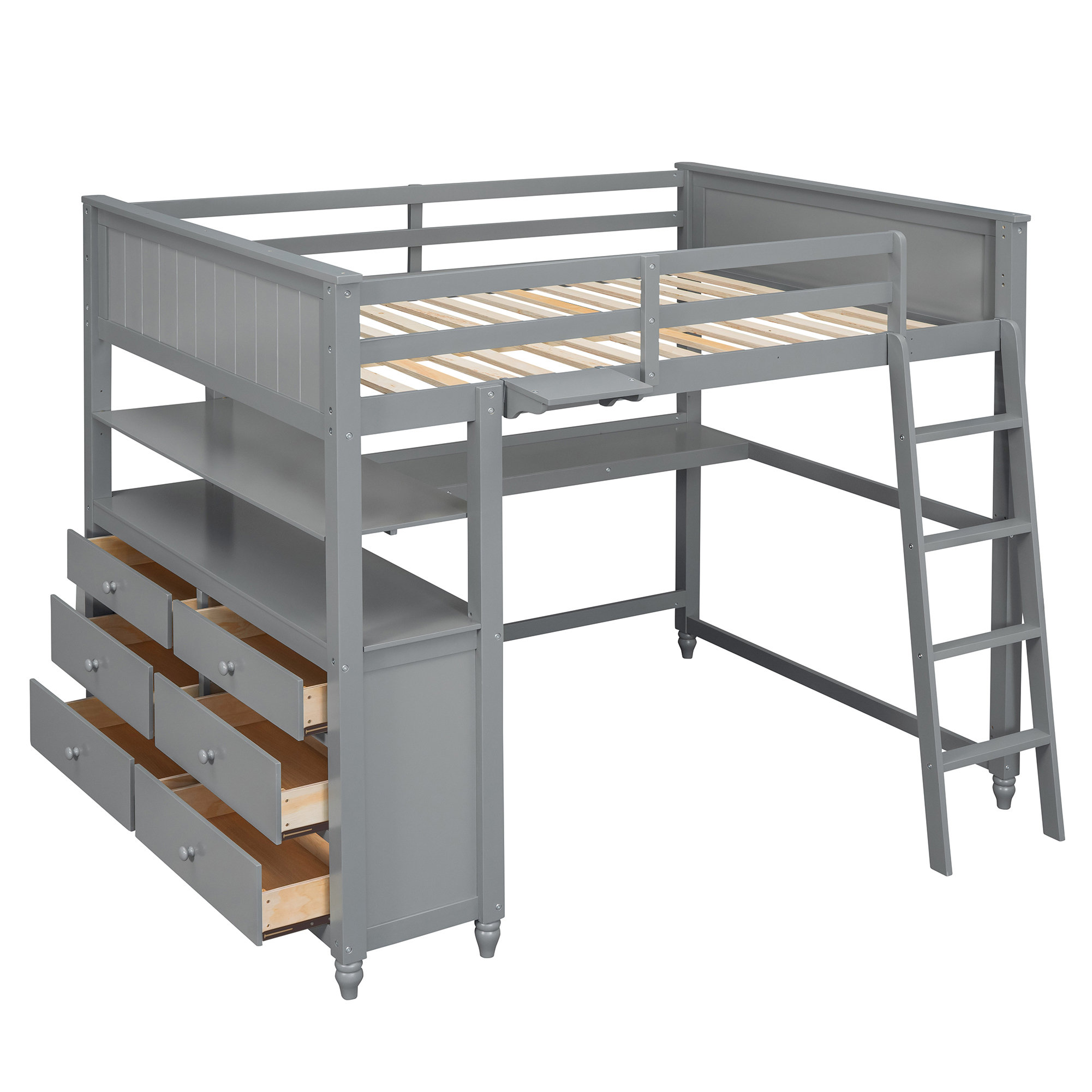 Corrigan Studio Loft Bed With Drawers And Desk, Wooden Loft Bed With ...