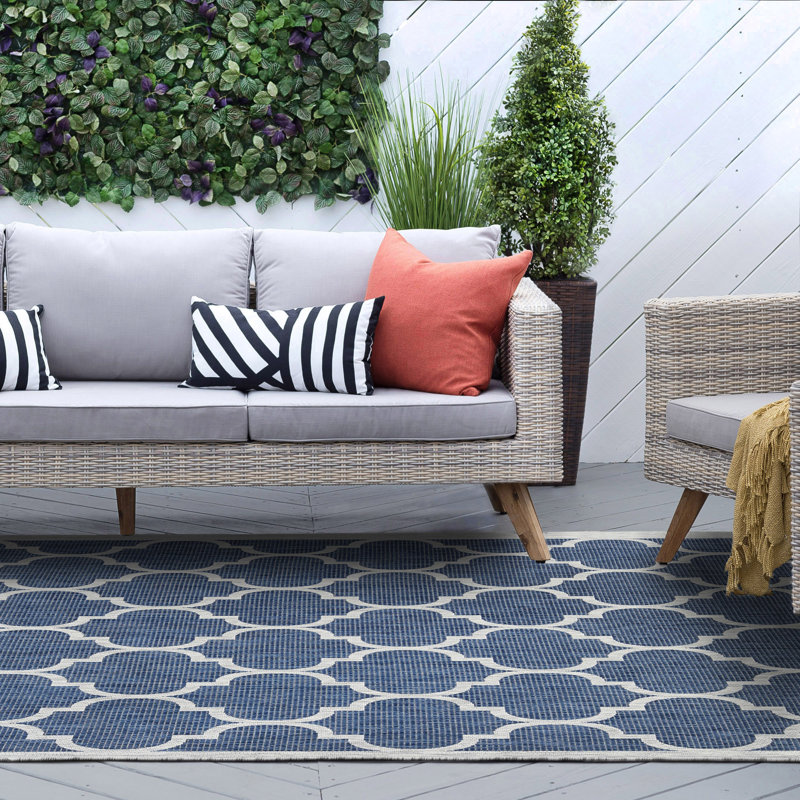 Charlton Home® Lovelle Flatweave Navy Indoor/Outdoor Rug & Reviews ...