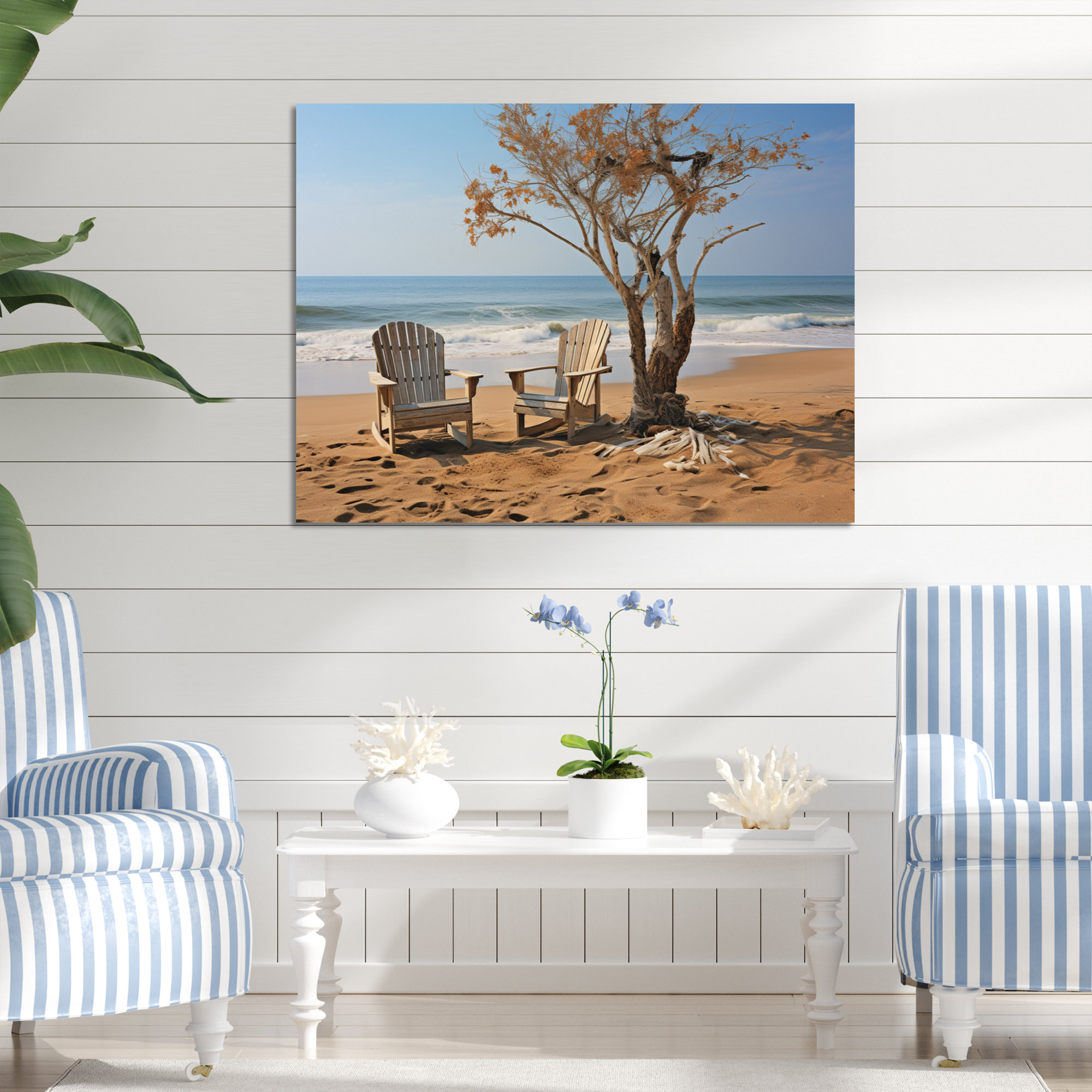 Dovecove Beach Chairs Scenery II - Nautical & Beach Metal Art Print ...