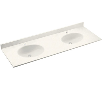 Tile & Top 61" Double Bathroom Vanity Top in Polished Stone with Sink ...