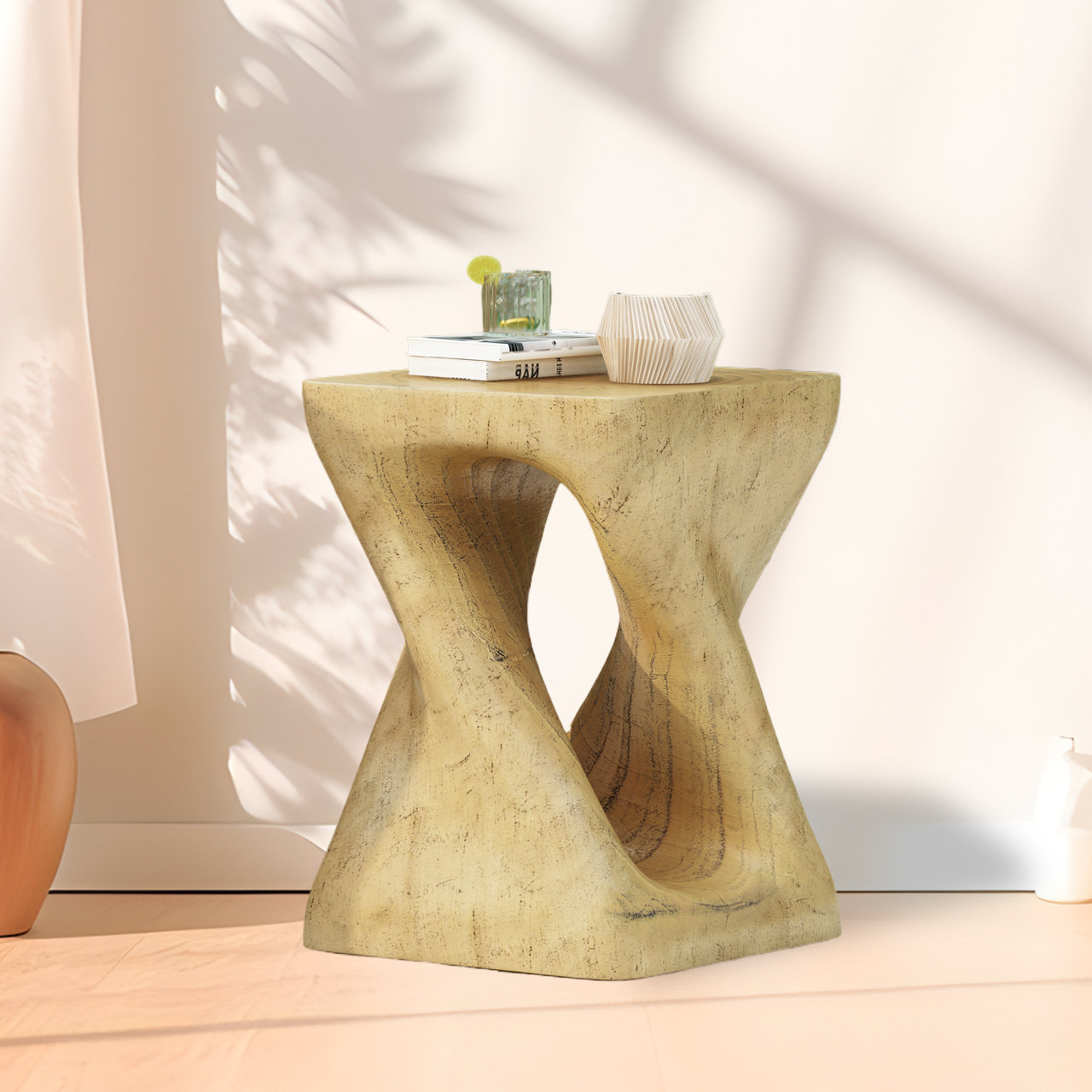 Loon Peak® MGO Twist Shape Side Table, Wood-Like Texture | Wayfair