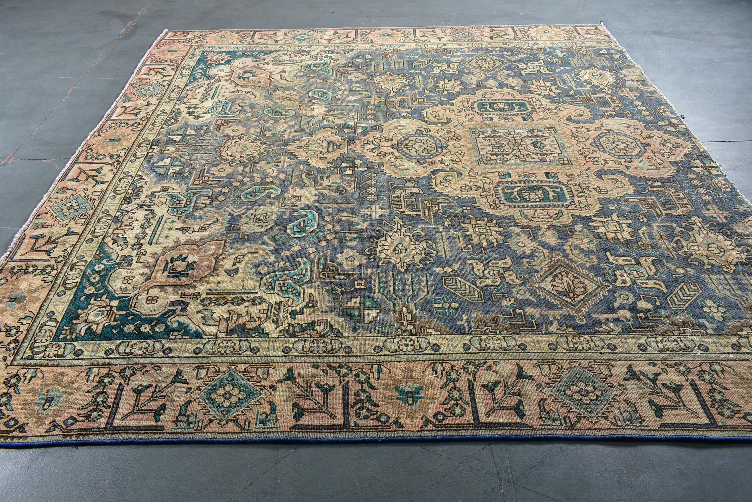 Bloomsbury Market Vintage Authentic Turkish Rug in Blue with Decorative ...