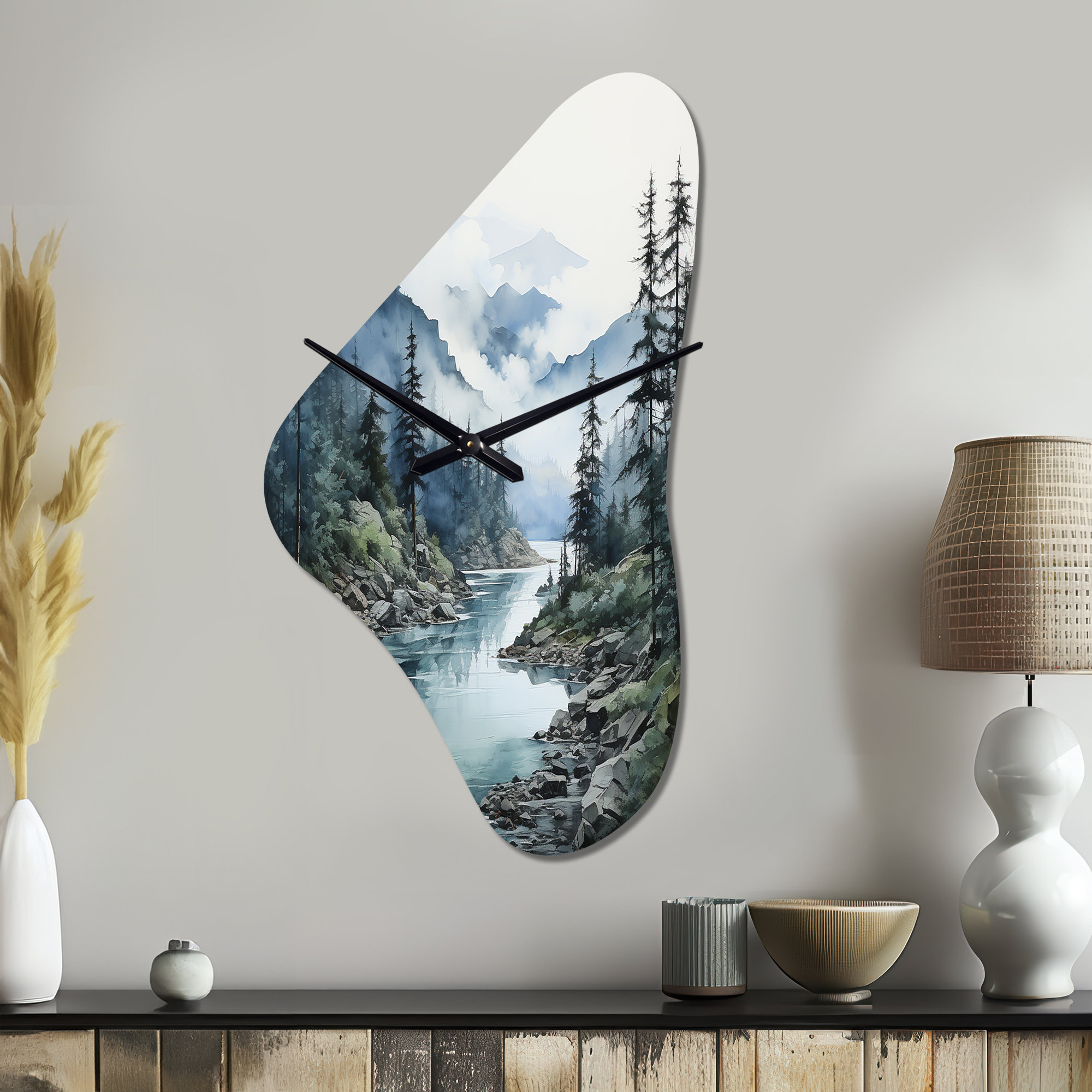 Design Art Grey Blue Minimalism Forest Reflections II - Minimalism ...