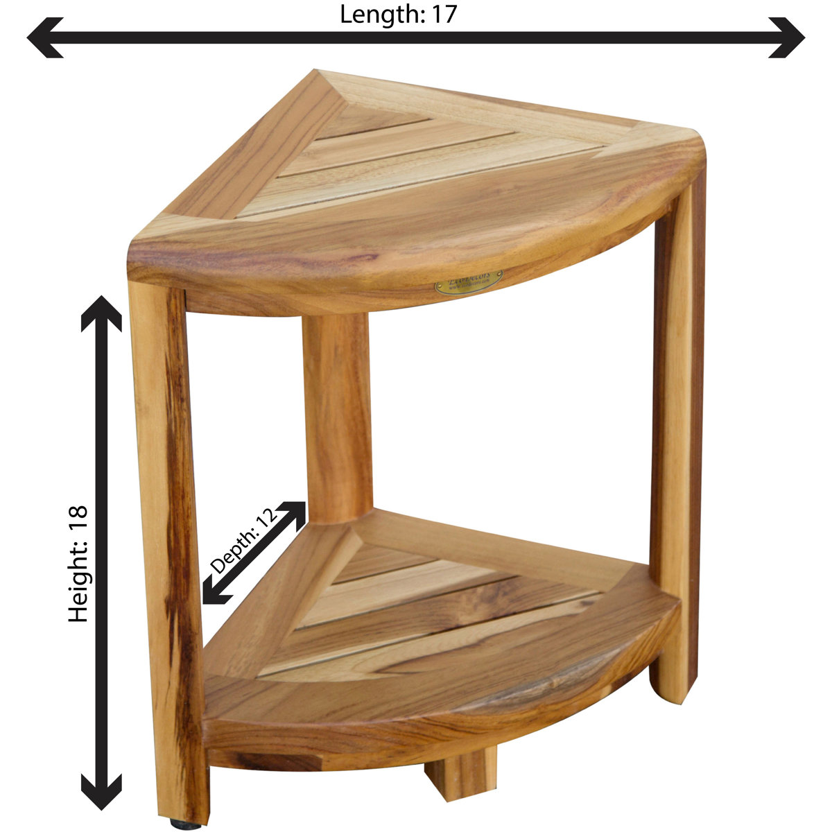 EcoDecors, 17", Teak Corner Shower Shelf, Teak shower Stool, Small ...