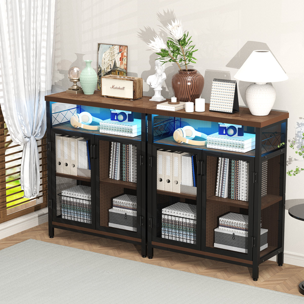 Wrought Studio™ Coffee Bar Cabinet For Liquor, Coffee Station Organizer ...