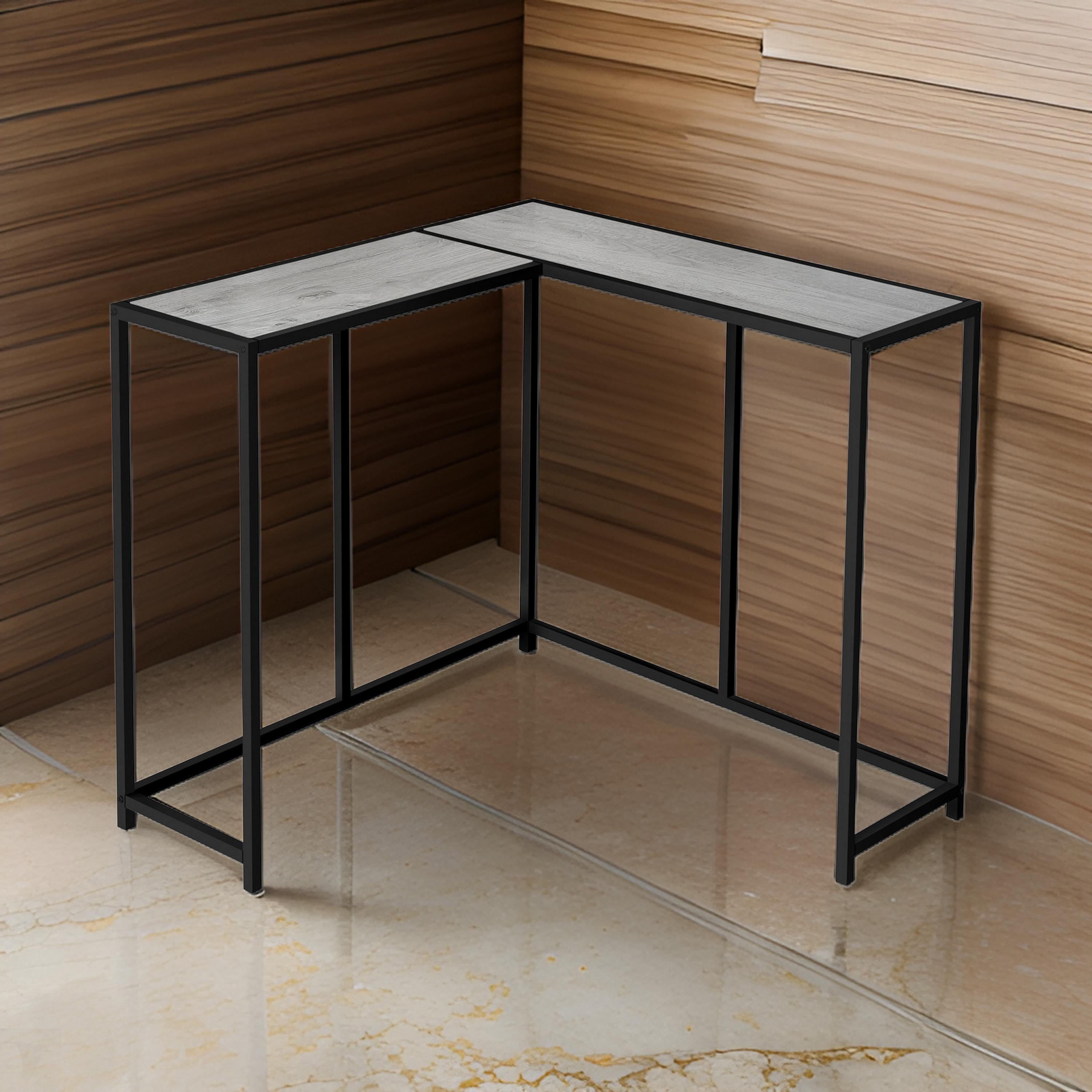Benjara Pali Corner Console Table, 36 Inch L Shaped Top, Metal Frame ...