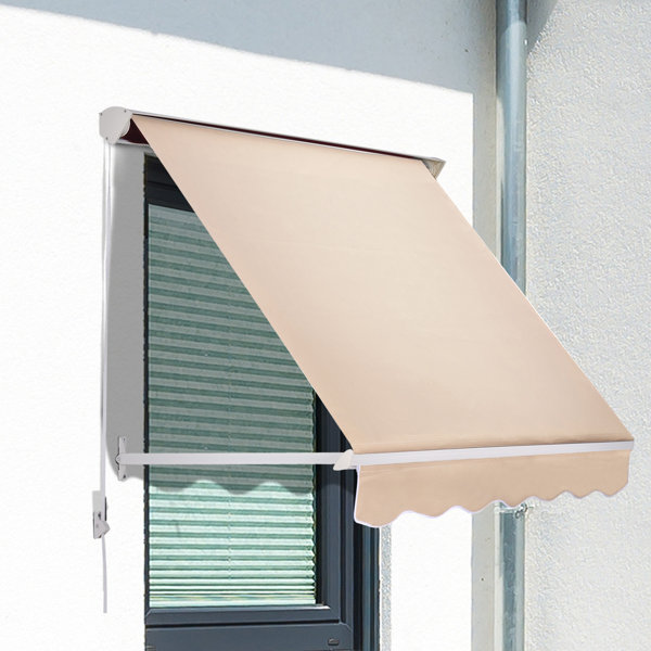 Arlmont & Co. 71.75'' W x 60'' D Fabric Cover Retractable Window Awning ...