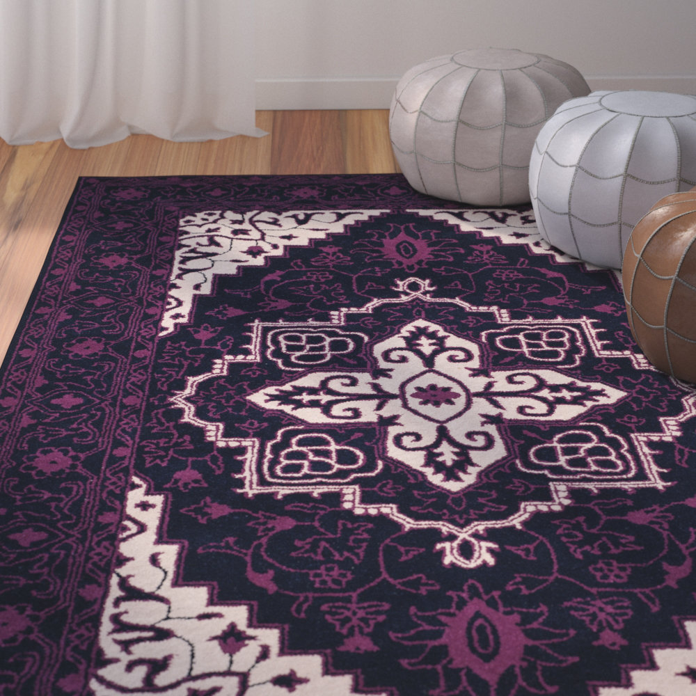 Bungalow Rose Oriental Handmade Tufted Purple Area Rug & Reviews | Wayfair